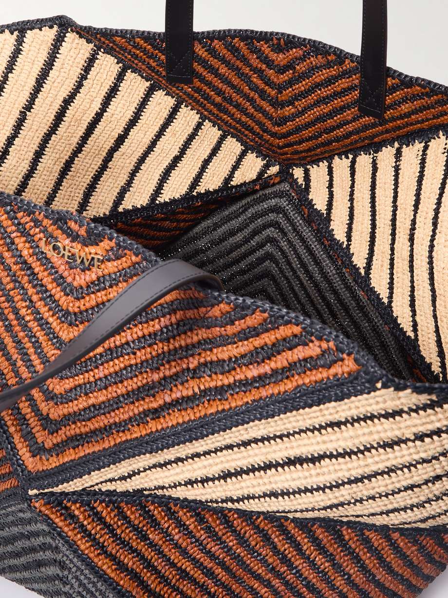 LOEWE + Paula's Ibiza Puzzle Fold XL leather-trimmed raffia tote bag ...