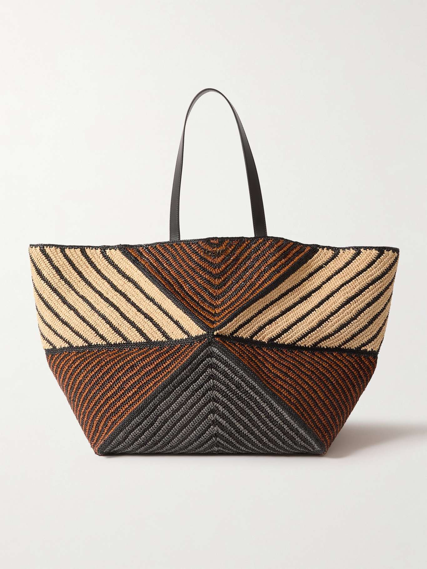 LOEWE + Paula's Ibiza Puzzle Fold XL leather-trimmed raffia tote bag ...