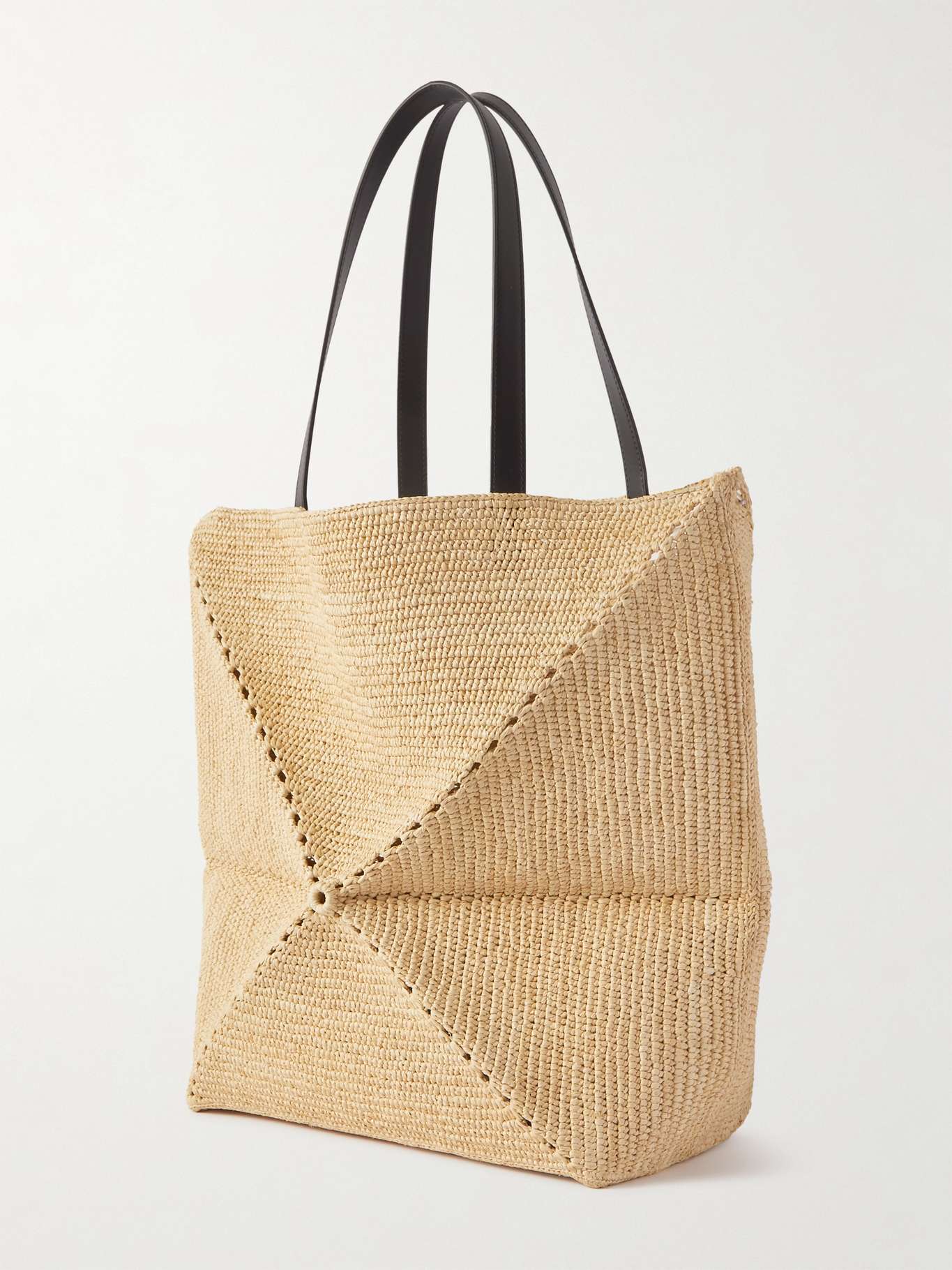 LOEWE + Paula's Ibiza Puzzle Fold large leather-trimmed raffia tote ...