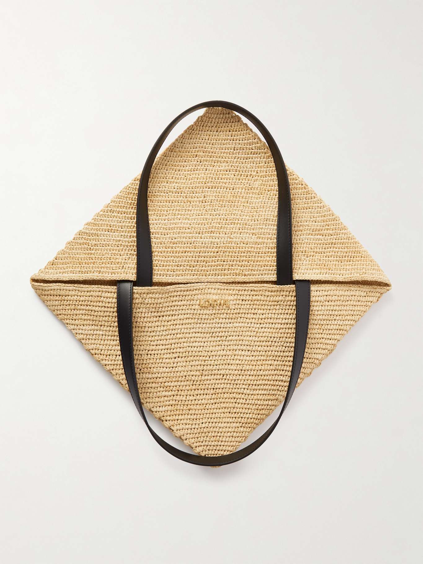 LOEWE + Paula's Ibiza Puzzle Fold large leather-trimmed raffia tote ...