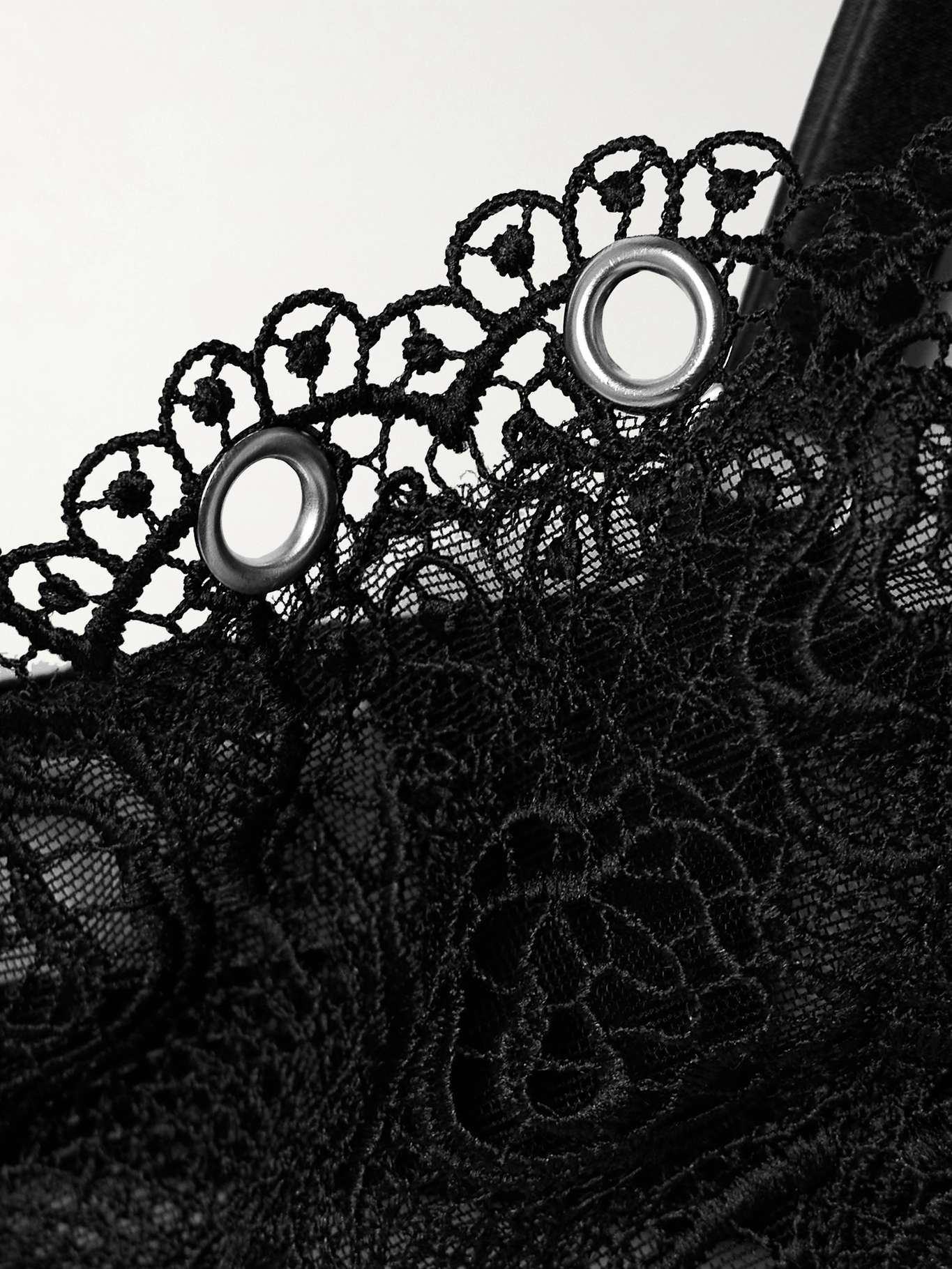 FLEUR DU MAL Embellished silk-blend satin-trimmed corded lace ...