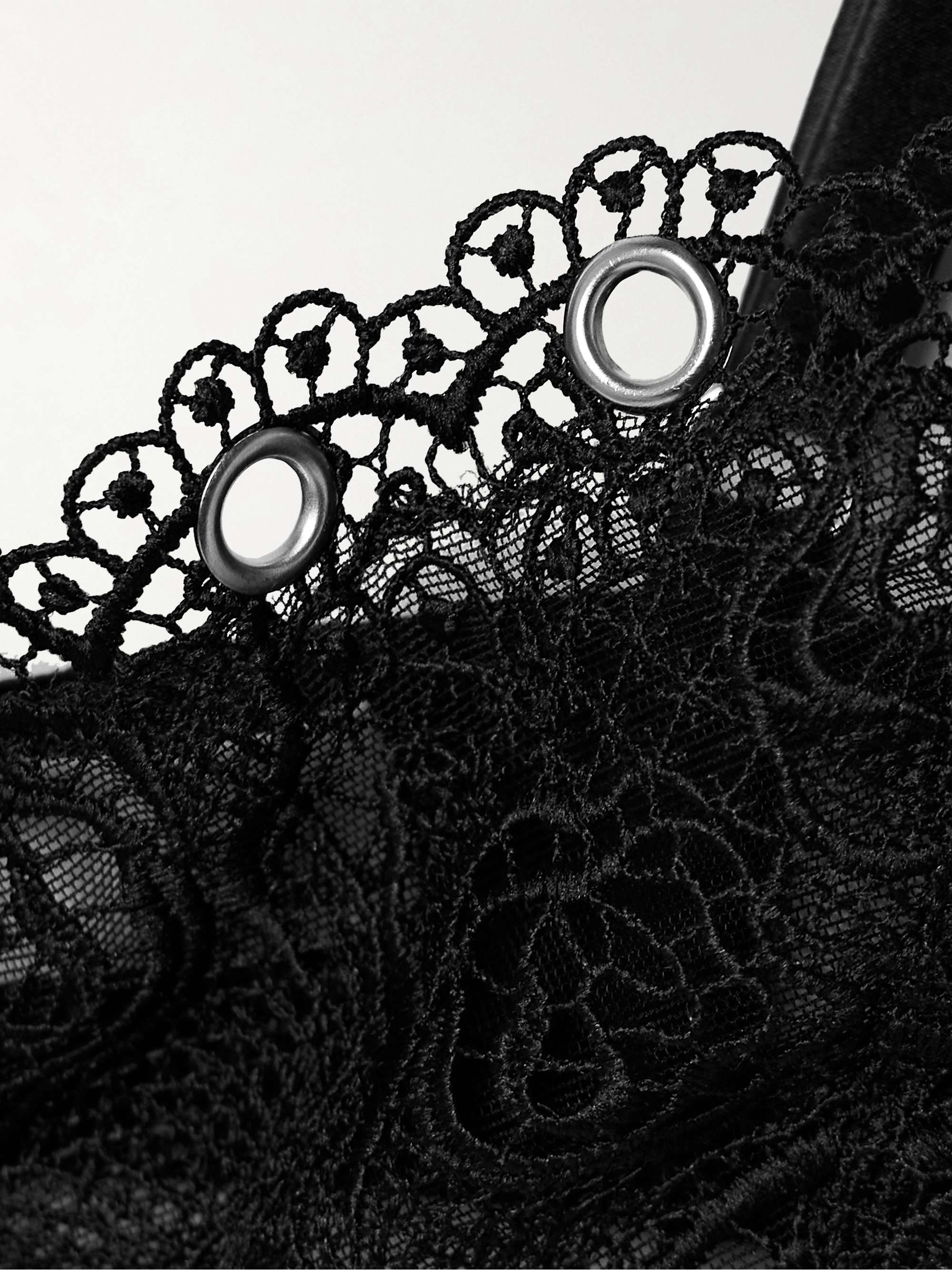 FLEUR DU MAL Embellished silk-blend satin-trimmed corded lace ...