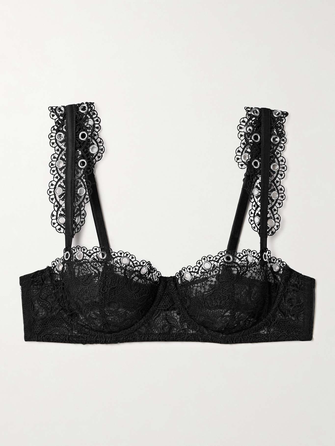 FLEUR DU MAL Embellished silk-blend satin-trimmed corded lace ...
