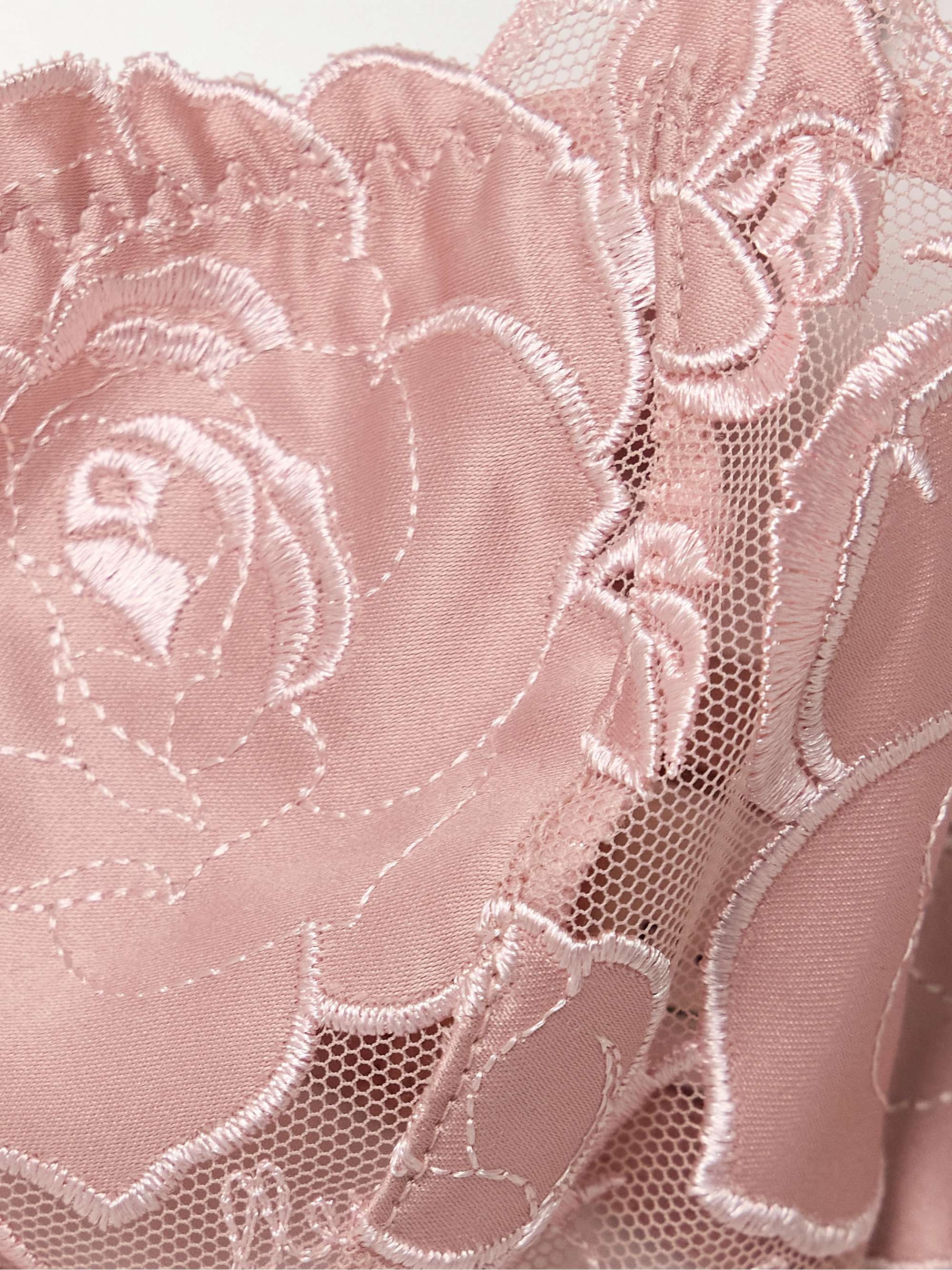 FLEUR DU MAL Silk-blend satin-trimmed embroidered tulle underwired soft ...