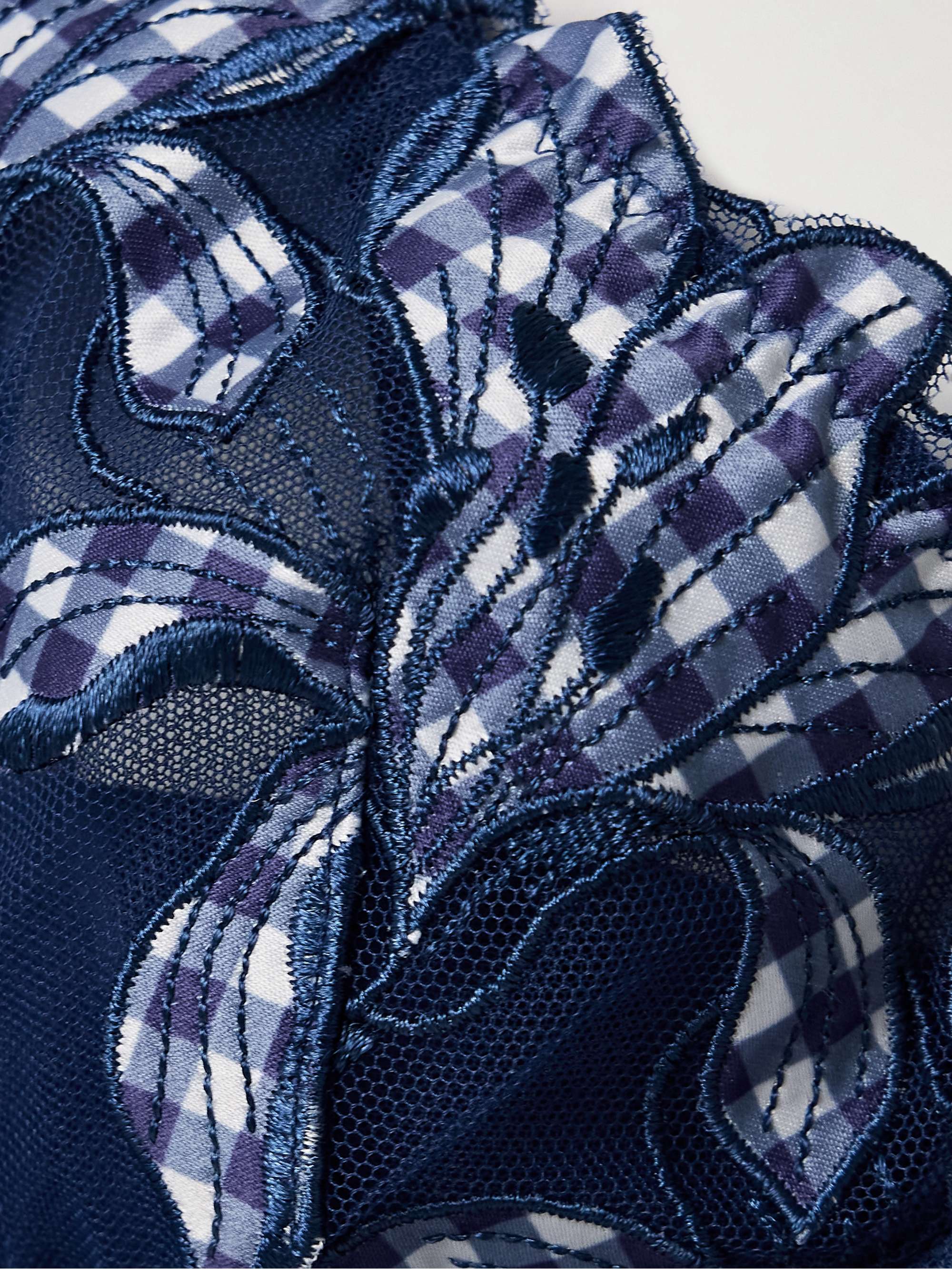 FLEUR DU MAL Lily embroidered silk-blend satin tulle underwired soft ...