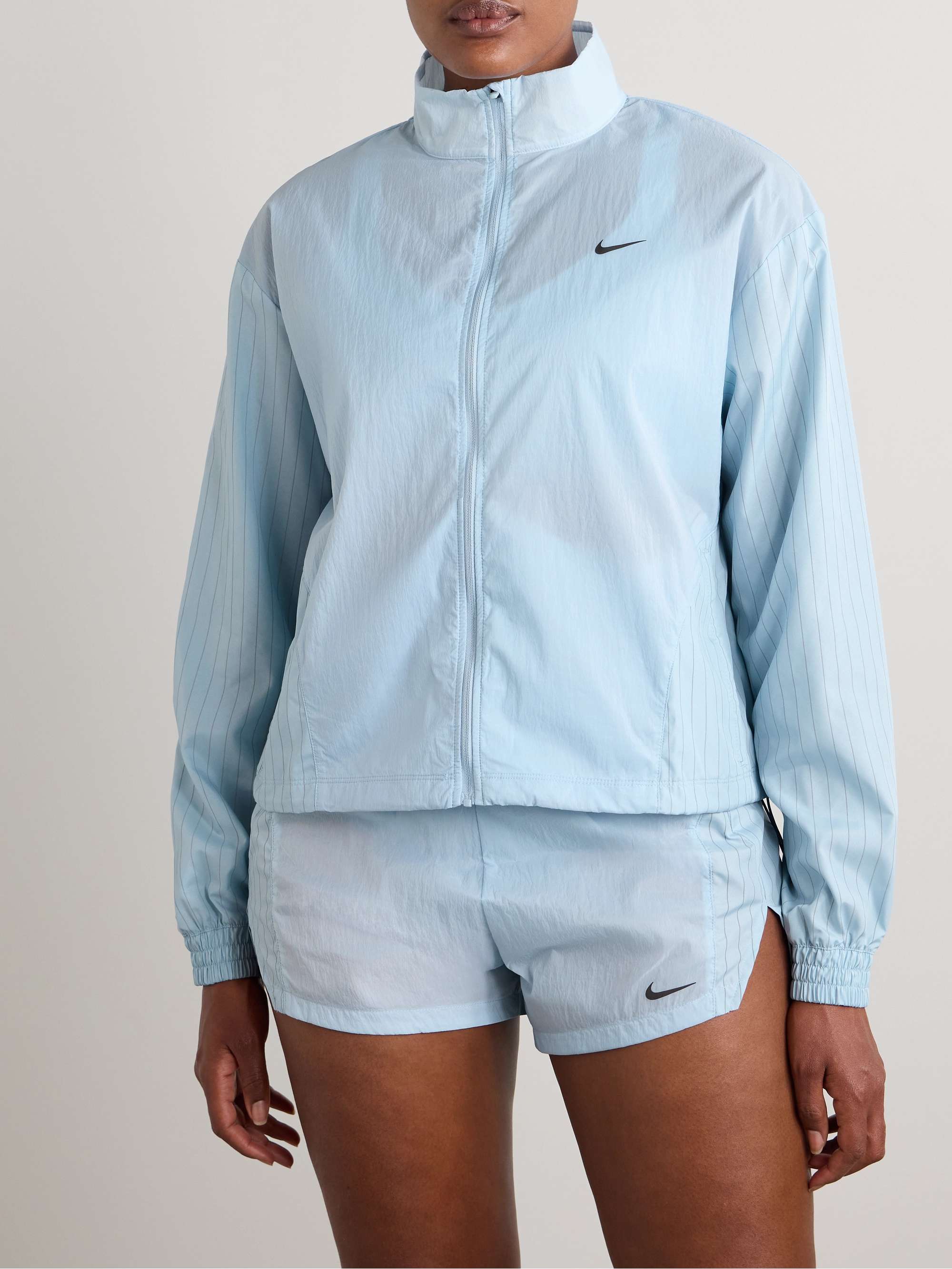 NIKE Running Division paneled pinstriped crinkled-shell jacket | NET-A ...