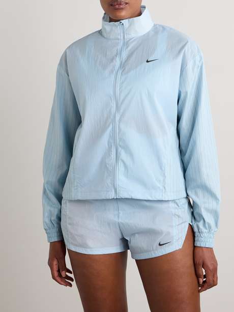 NIKE Running Division paneled pinstriped crinkled-shell jacket | NET-A ...