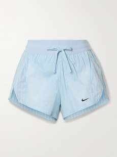NIKE Running Division pinstriped paneled crinkled-shell shorts | NET-A ...