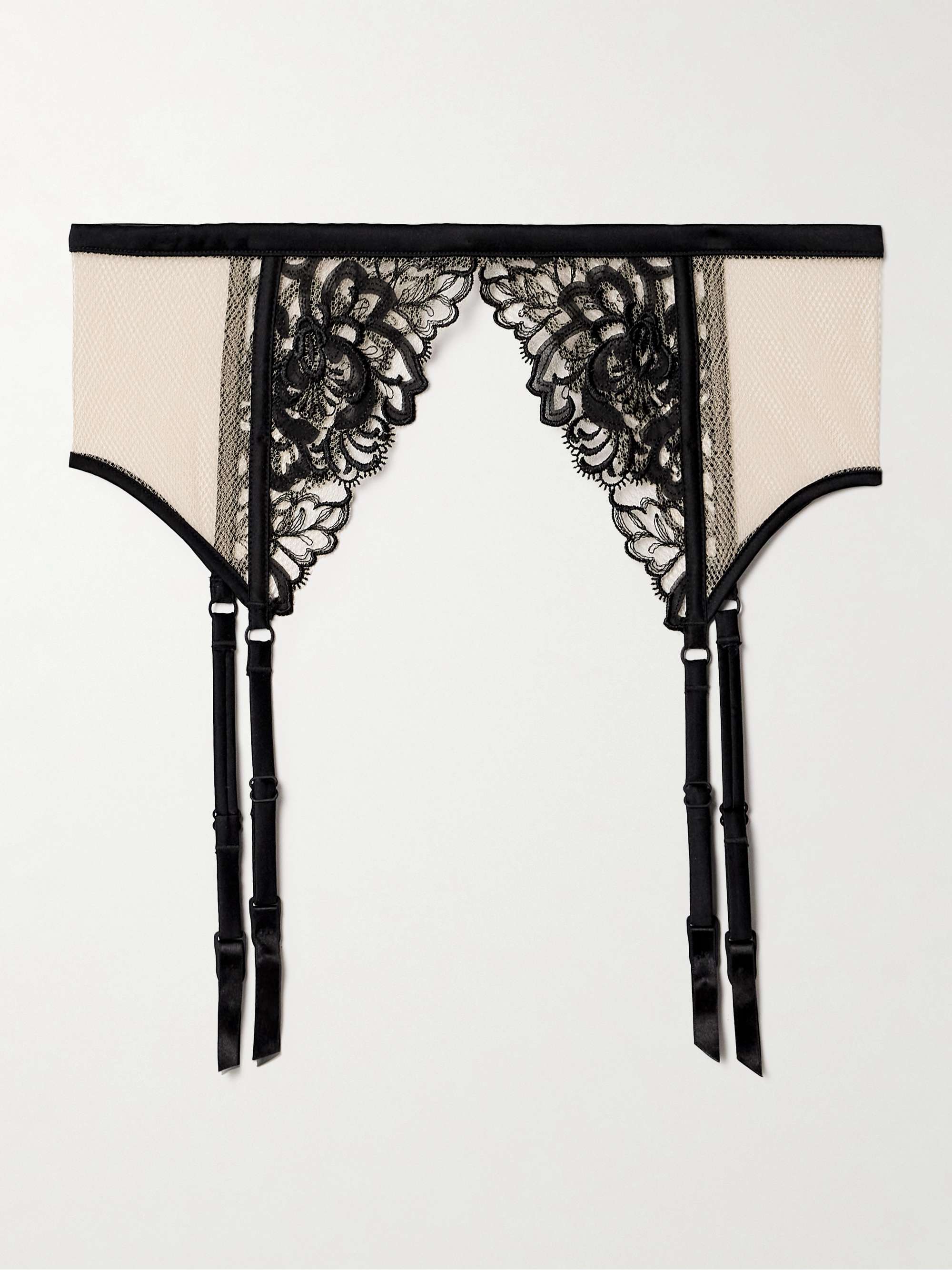 Kiki De Montparnasse Cezanne Silk Satin Trimmed Embroidered Tulle