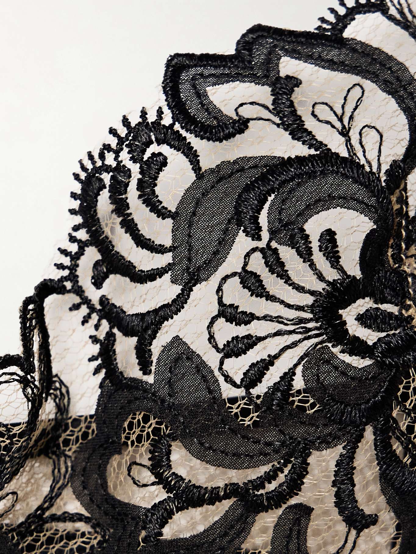 KIKI DE MONTPARNASSE Cezanne silk-satin trimmed embroidered tulle ...