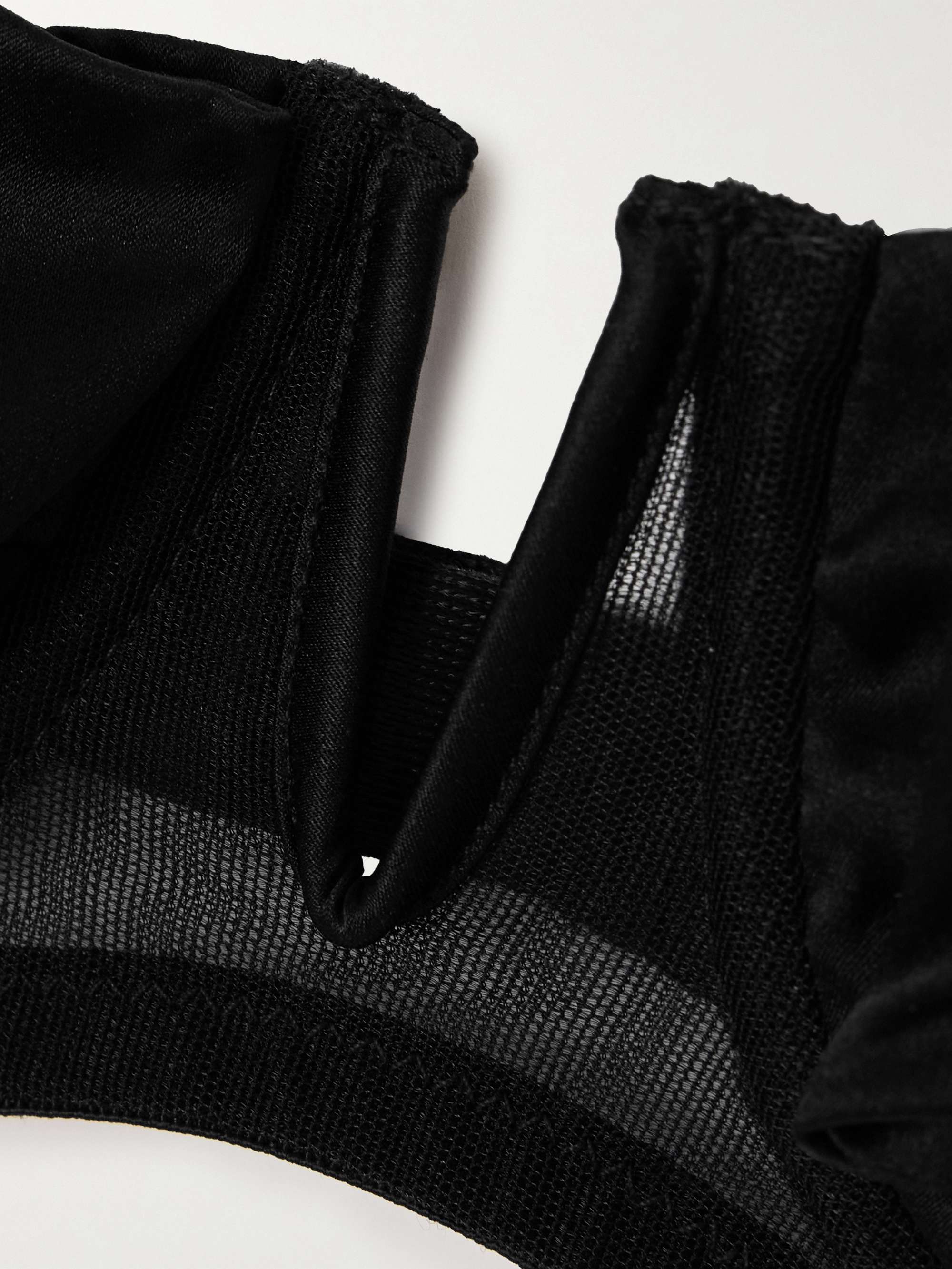 KIKI DE MONTPARNASSE Maxim cutout mesh-trimmed stretch-silk underwired ...