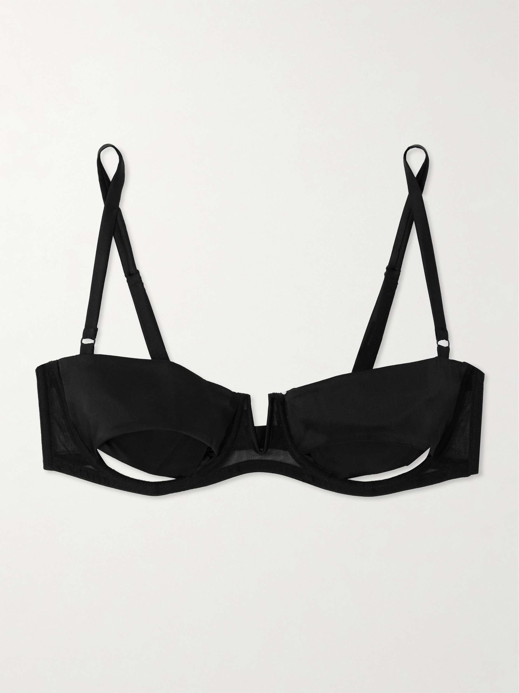 KIKI DE MONTPARNASSE Maxim cutout mesh-trimmed stretch-silk underwired ...