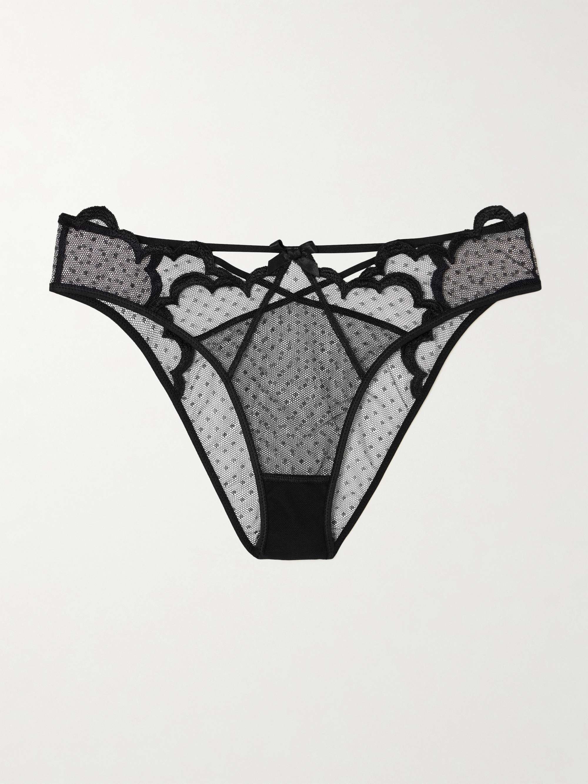 AGENT PROVOCATEUR Katanah cutout Swiss-dot tulle briefs | NET-A-PORTER