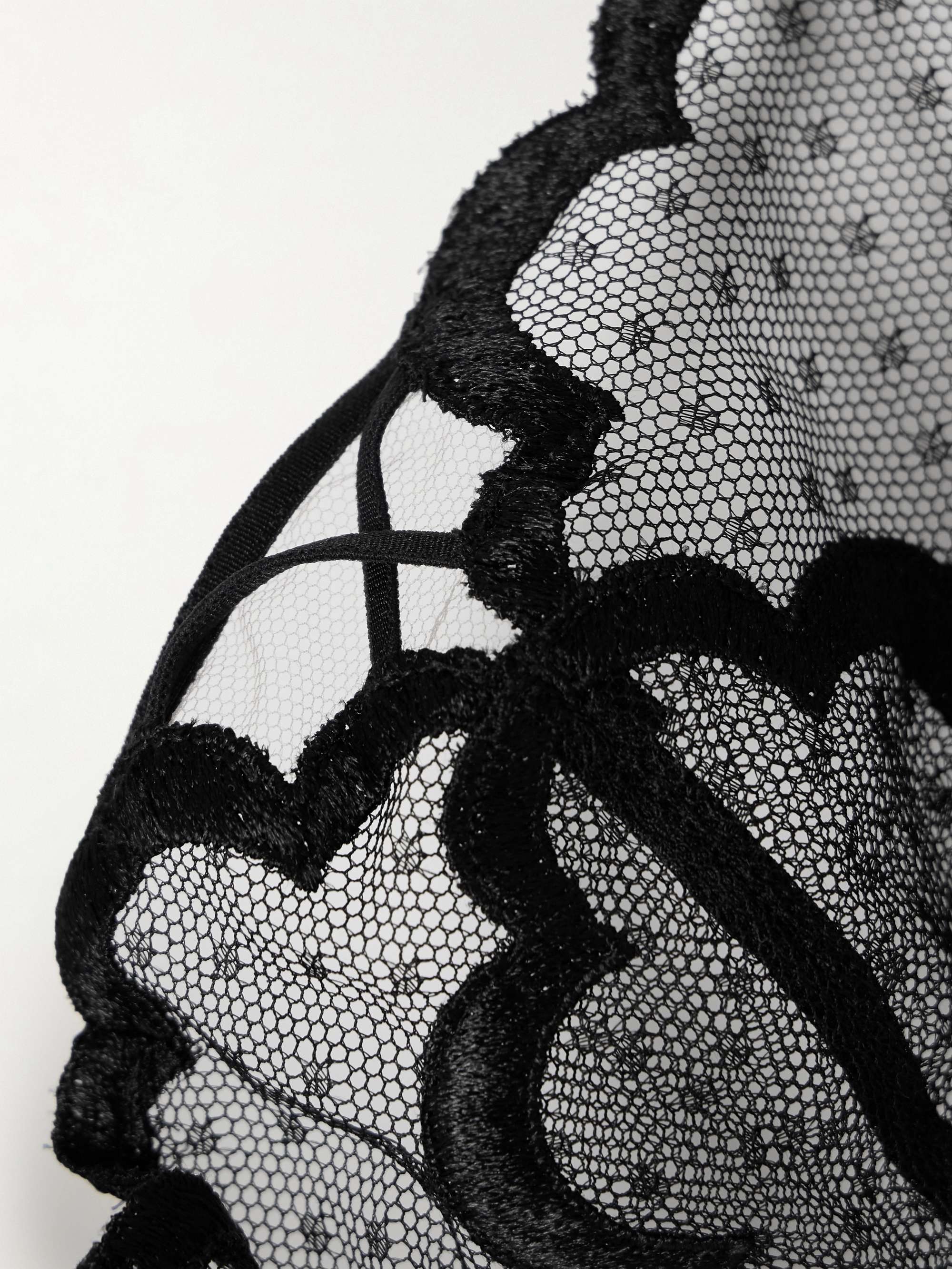 AGENT PROVOCATEUR Katanah cutout Swiss-dot tulle balconette bra | NET-A ...