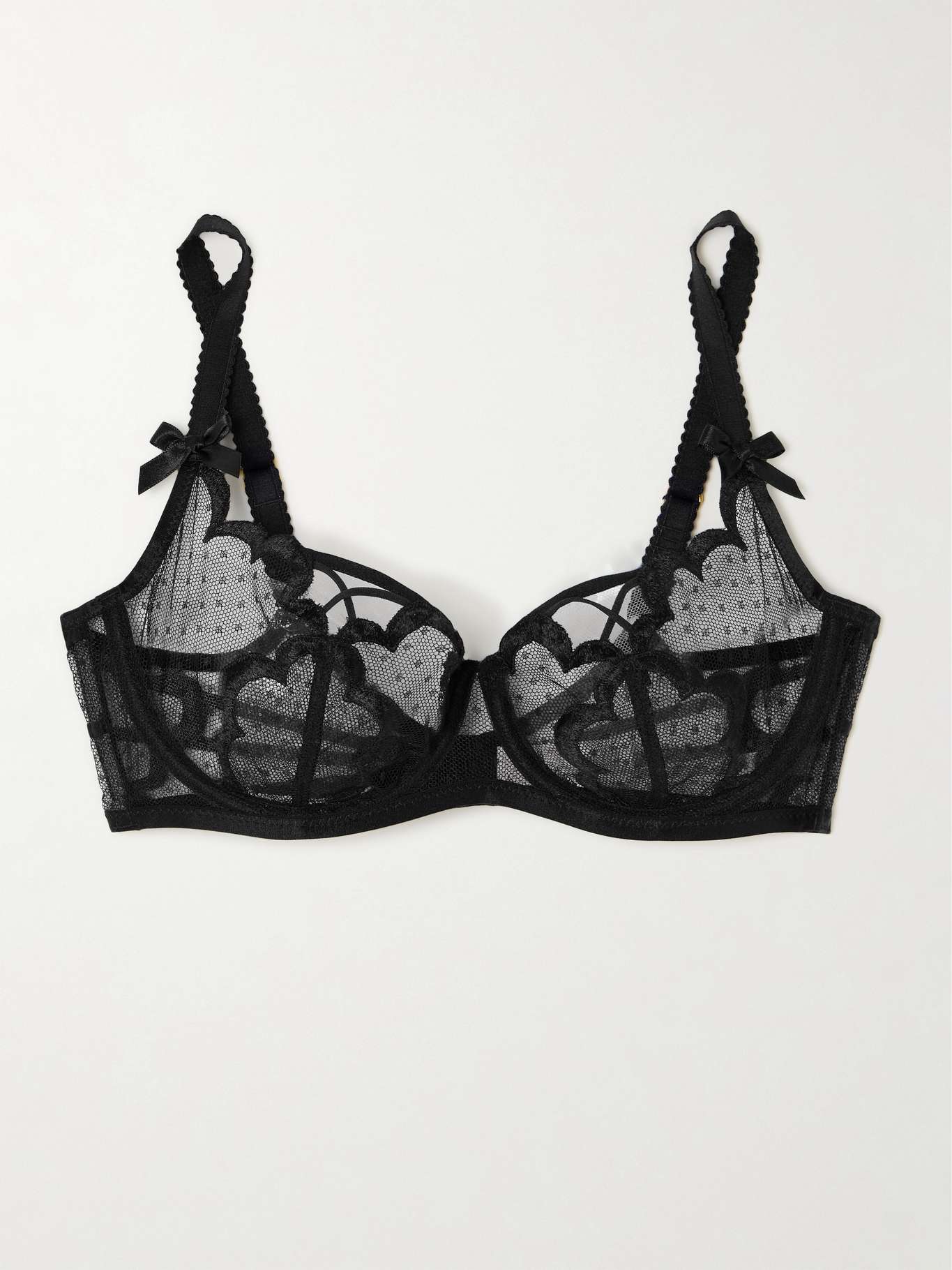 AGENT PROVOCATEUR Katanah cutout Swiss-dot tulle balconette bra | NET-A ...