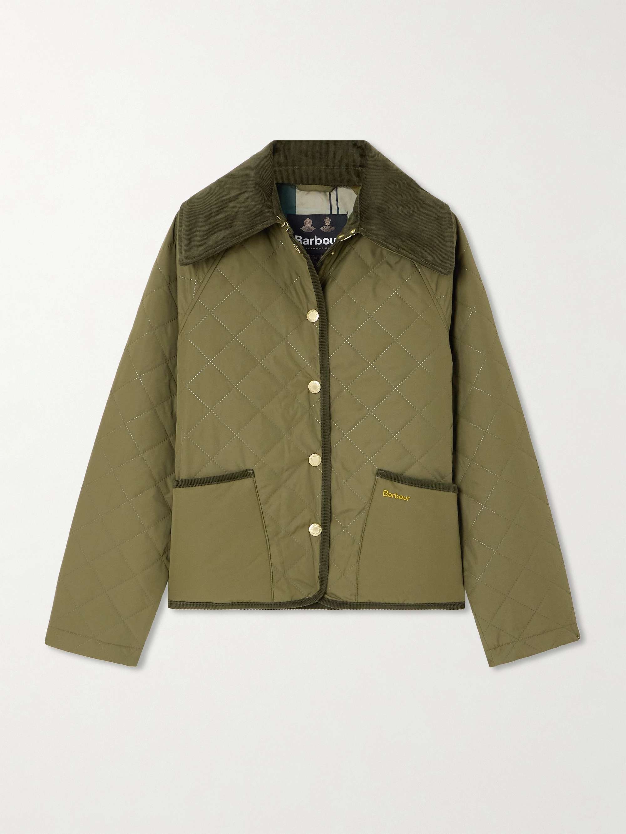 BARBOUR Gosford cotton-blend corduroy-trimmed padded quilted shell ...