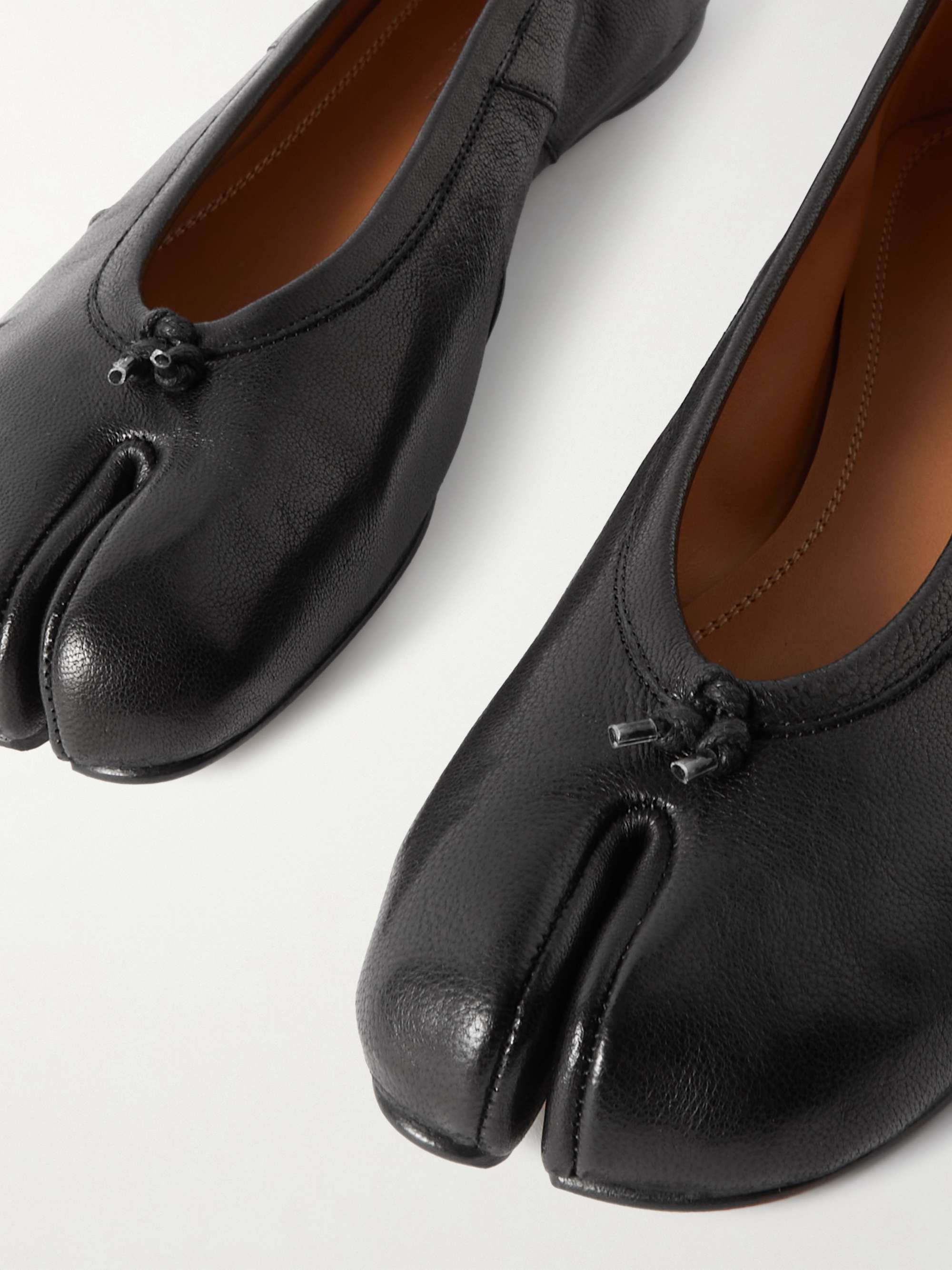 MAISON MARGIELA Tabi split-toe textured leather ballet flats | NET-A-PORTER