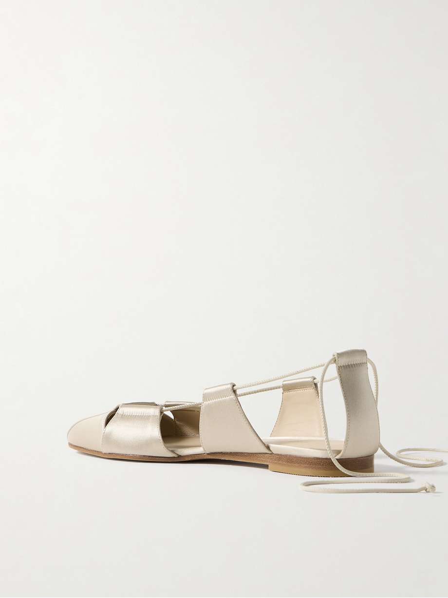 LE MONDE BERYL Greek lace-up silk-satin ballet flats | NET-A-PORTER