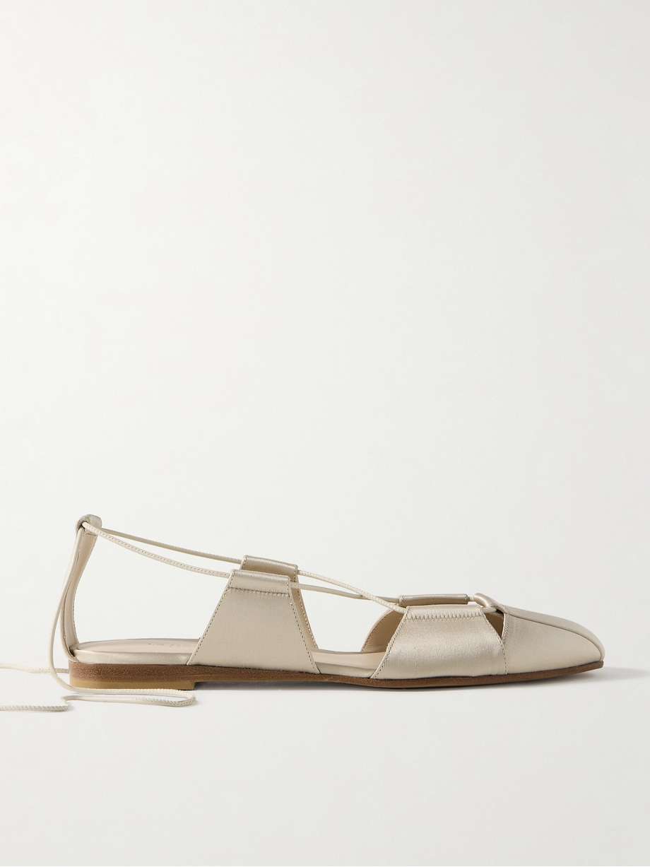 LE MONDE BERYL Greek lace-up silk-satin ballet flats | NET-A-PORTER