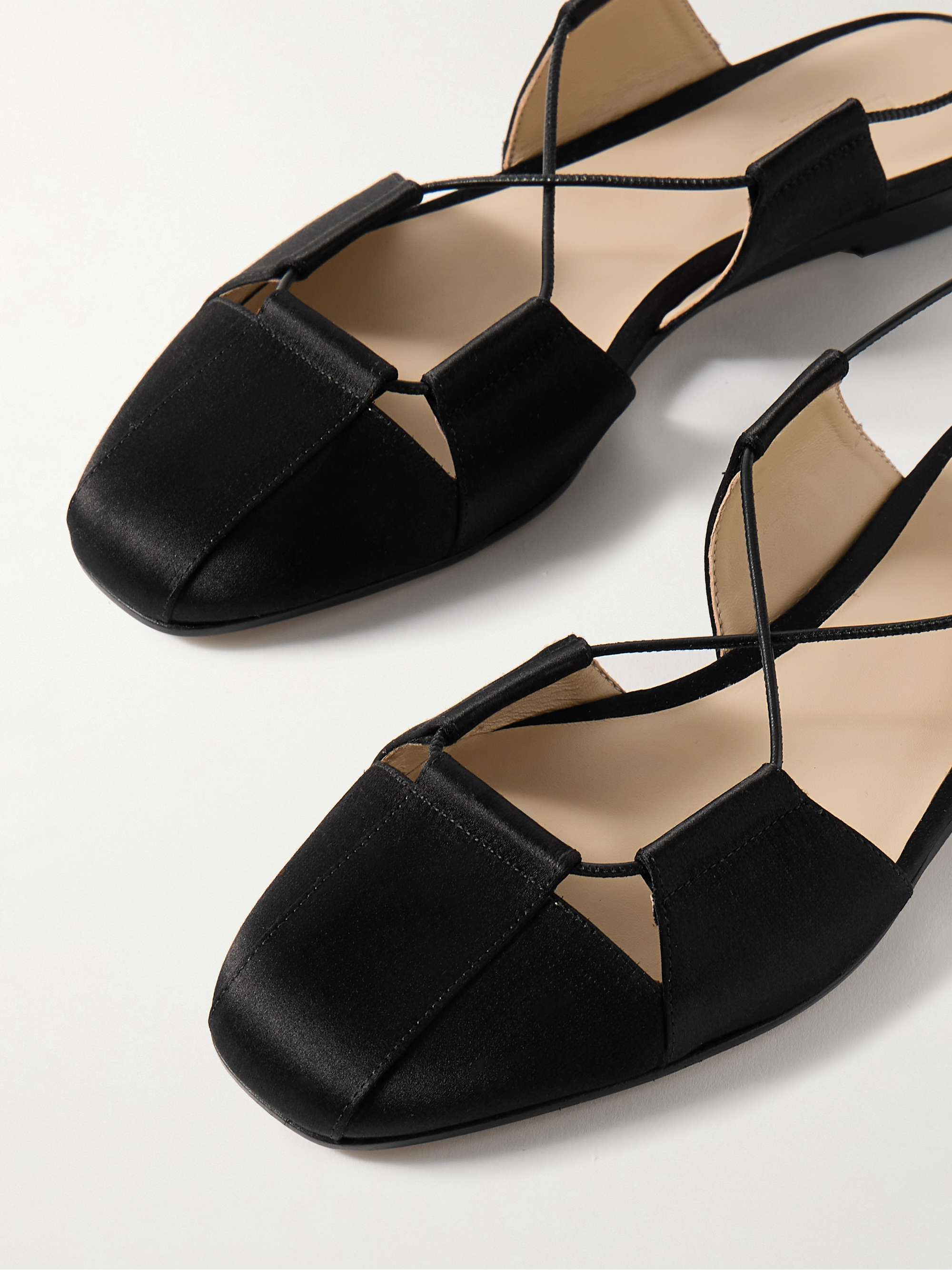 LE MONDE BERYL Greek lace-up silk-satin ballet flats | NET-A-PORTER