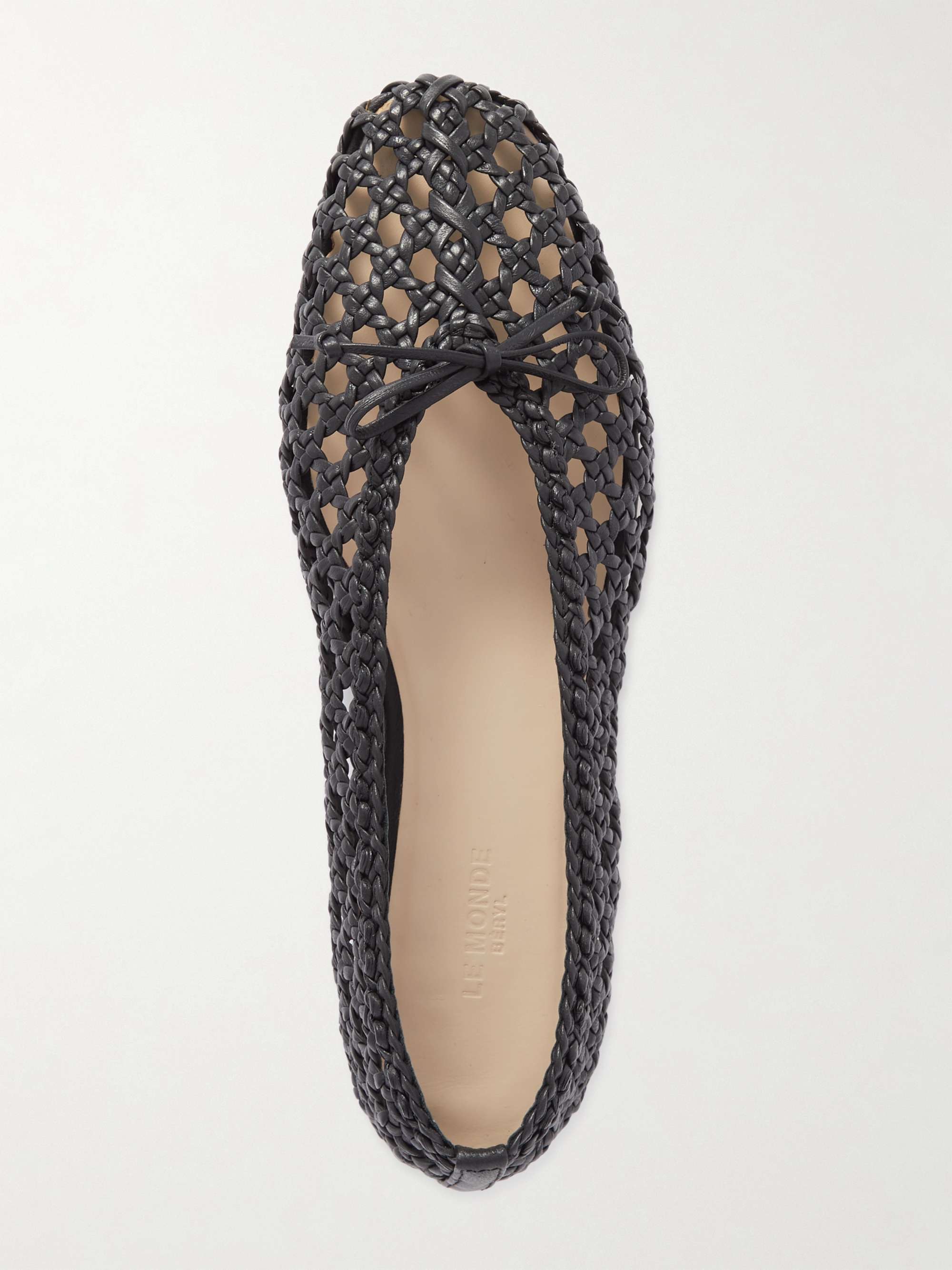 LE MONDE BERYL Regency bow-embellished woven leather ballet flats | NET ...