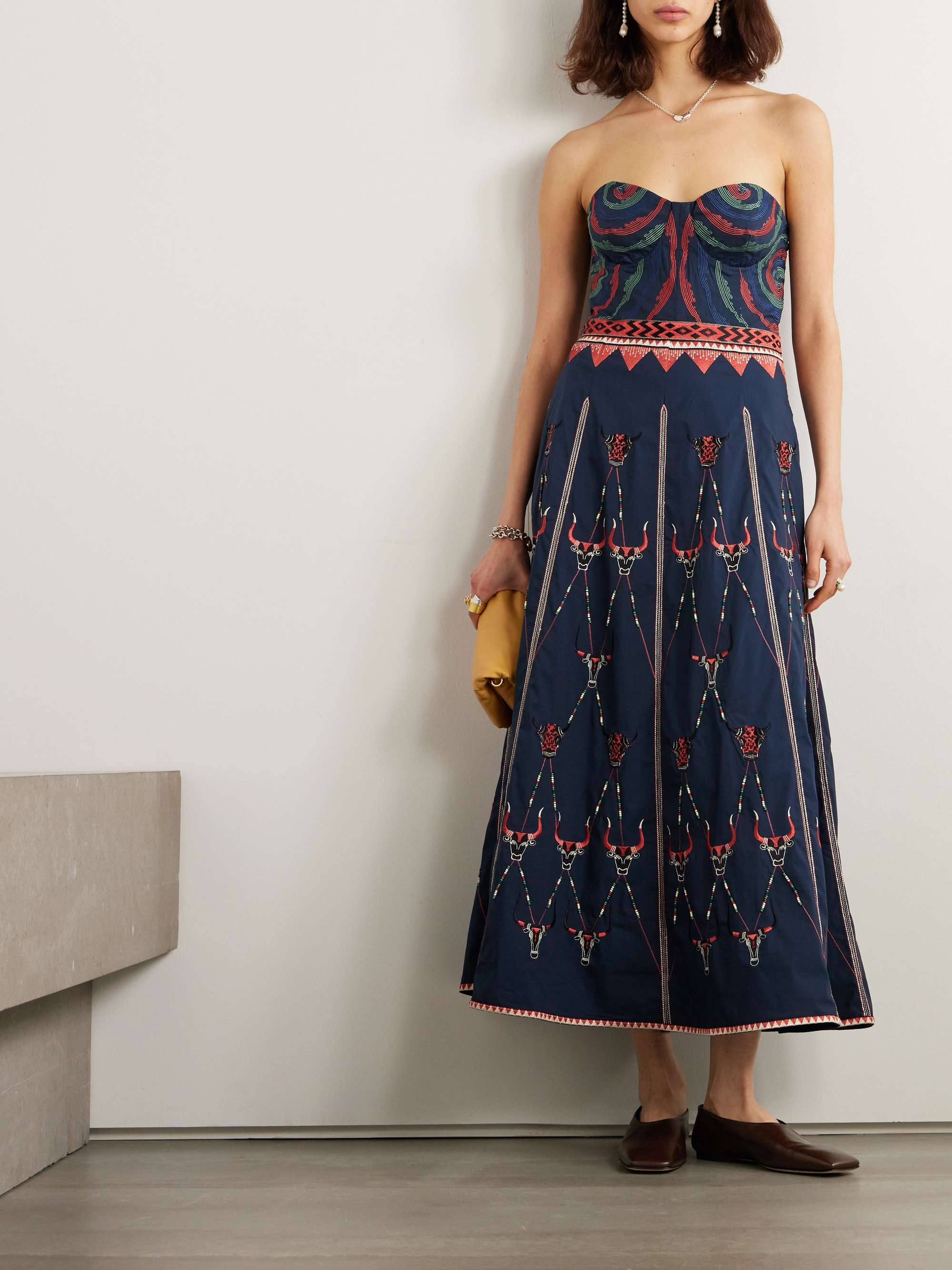 EMPORIO SIRENUSE Lotty Bulls embellished embroidered cotton-blend ...