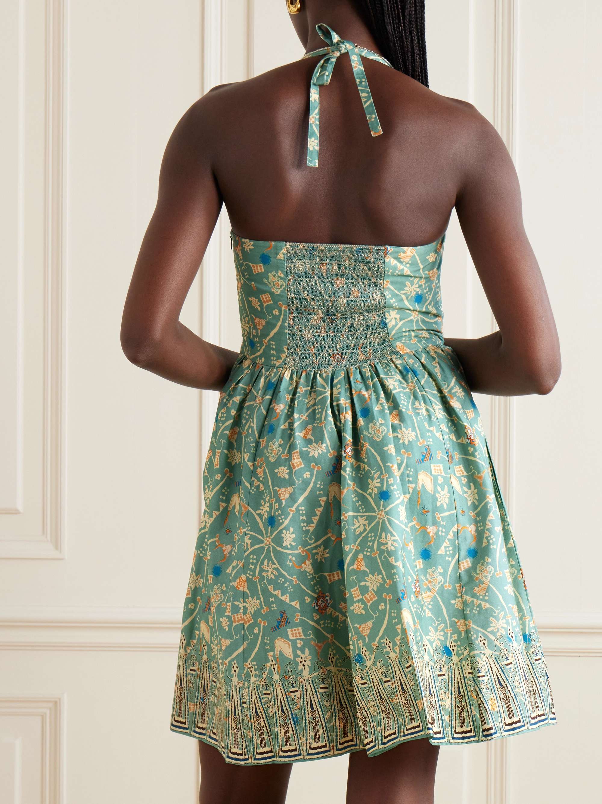 EMPORIO SIRENUSE Freda convertible printed cotton-poplin bustier mini ...