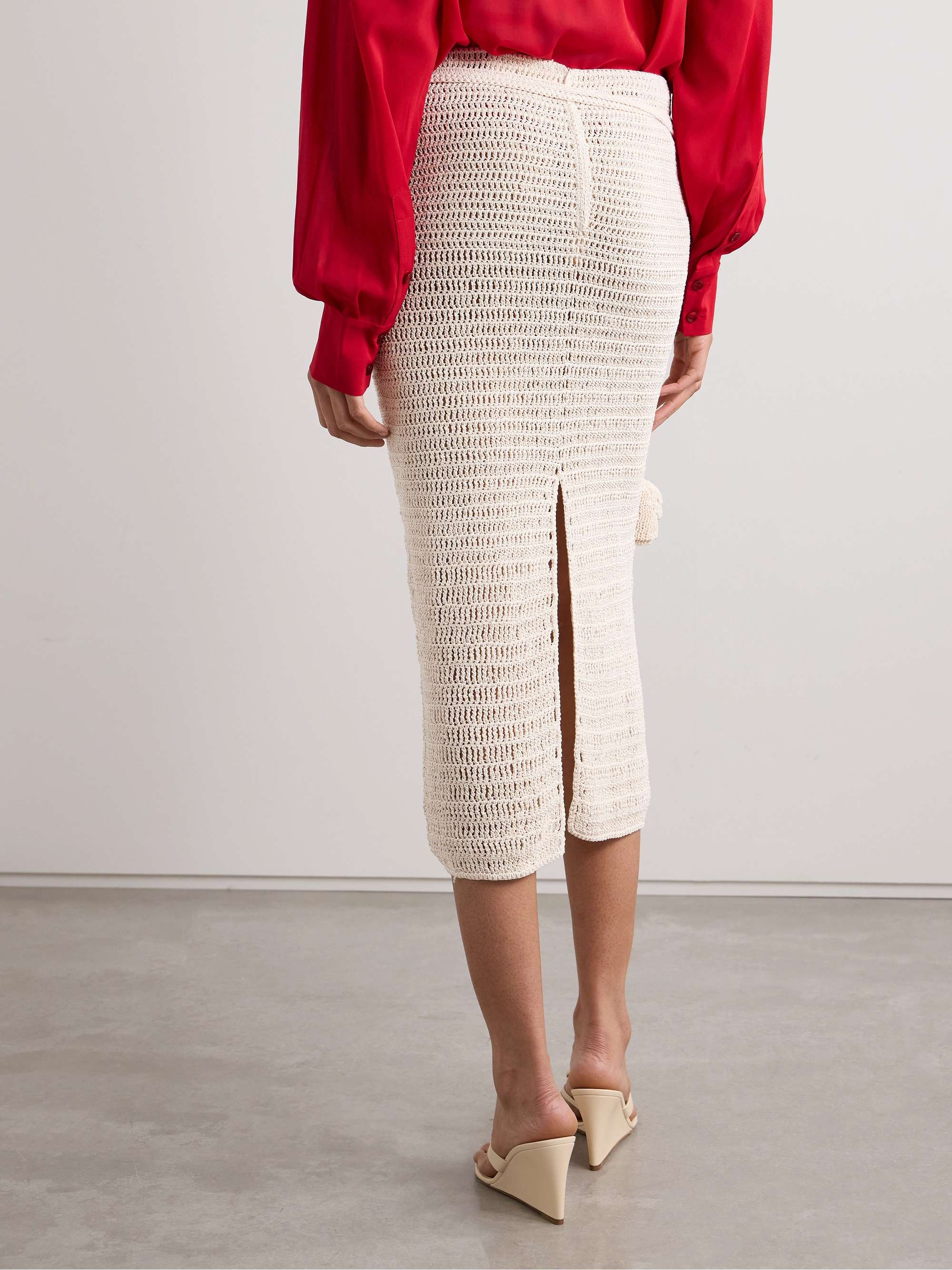 MAGDA BUTRYM Appliquéd crocheted cotton-blend midi skirt | NET-A-PORTER