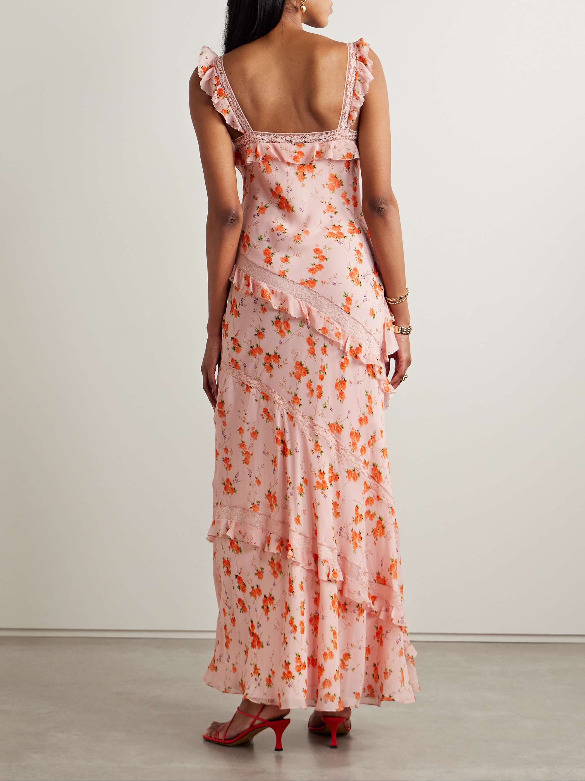 LOVESHACKFANCY Radiance lace-trimmed ruffled floral-print crepe de ...