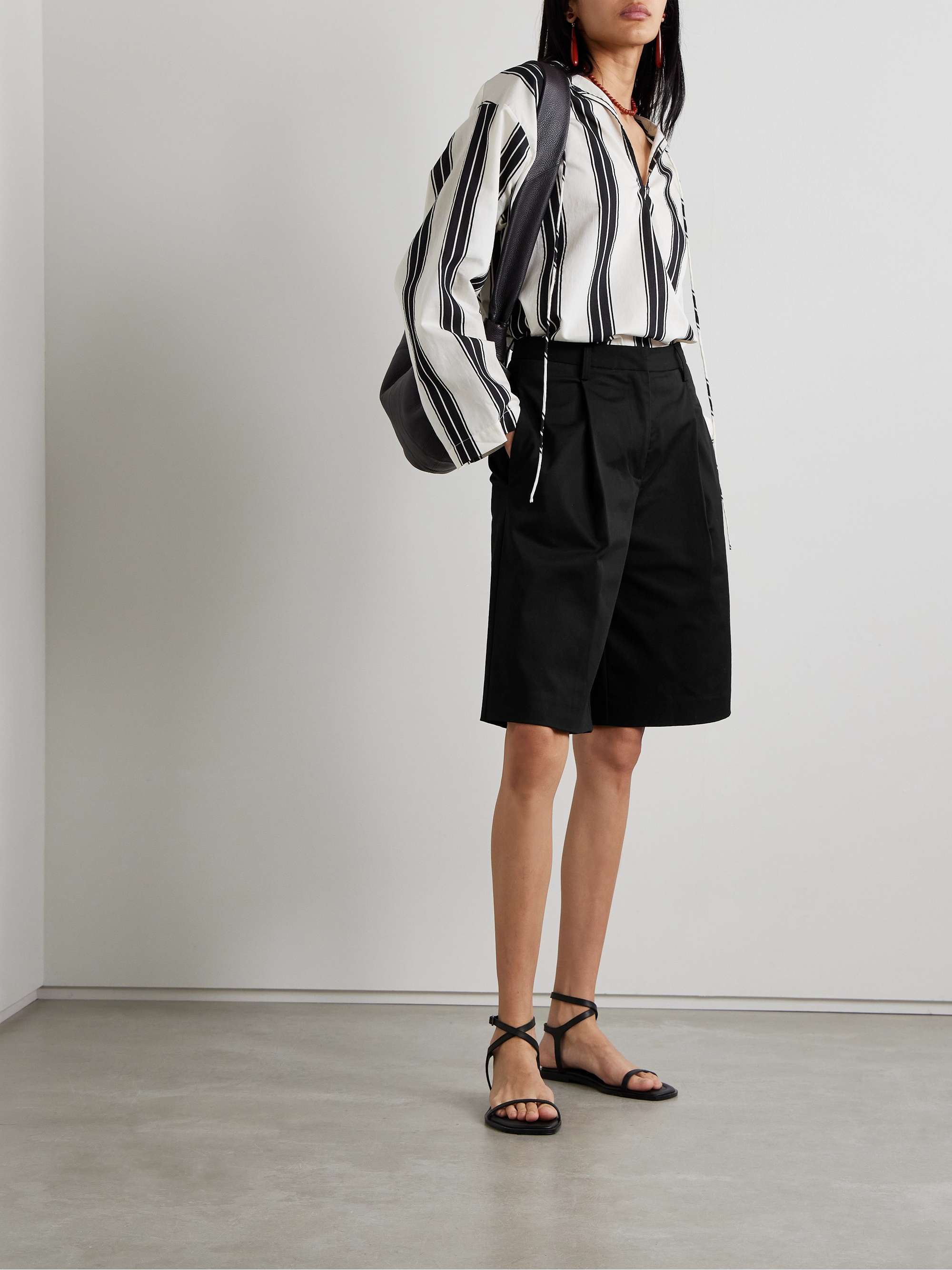 MATTEAU Pleated organic cotton-blend twill shorts | NET-A-PORTER