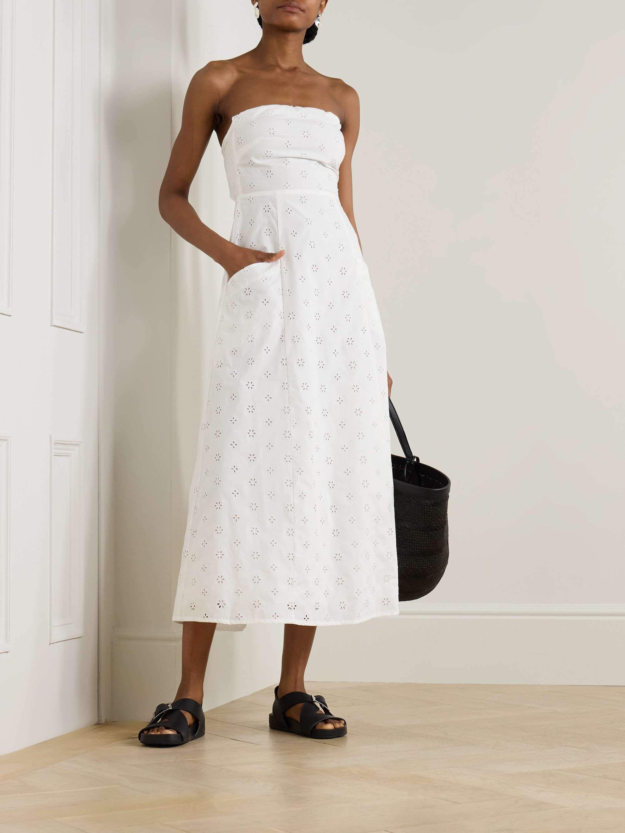 MATTEAU Stapless bow-detailed broderie anglaise organic cotton midi ...