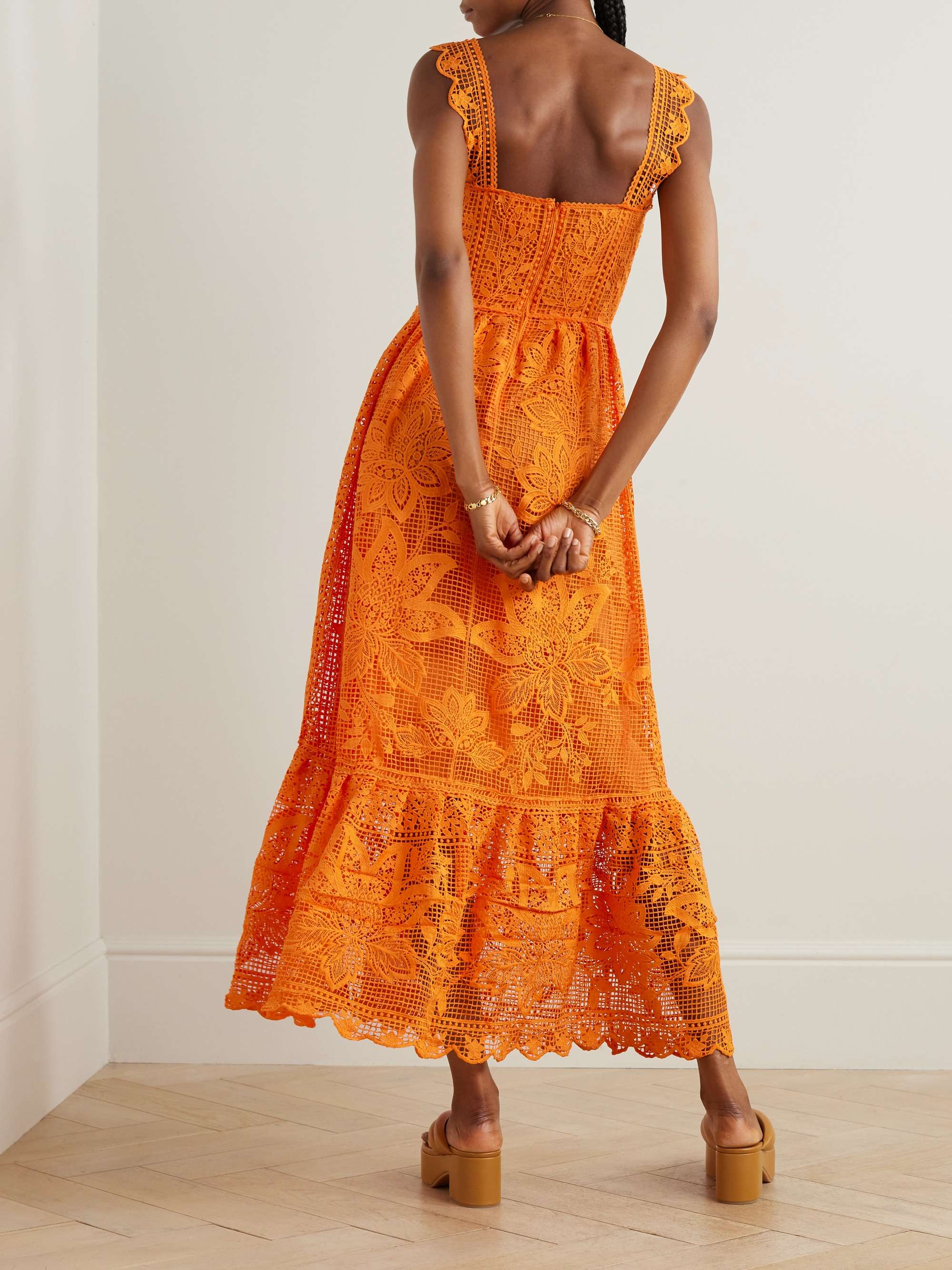 FARM RIO Scalloped guipure lace maxi dress | NET-A-PORTER