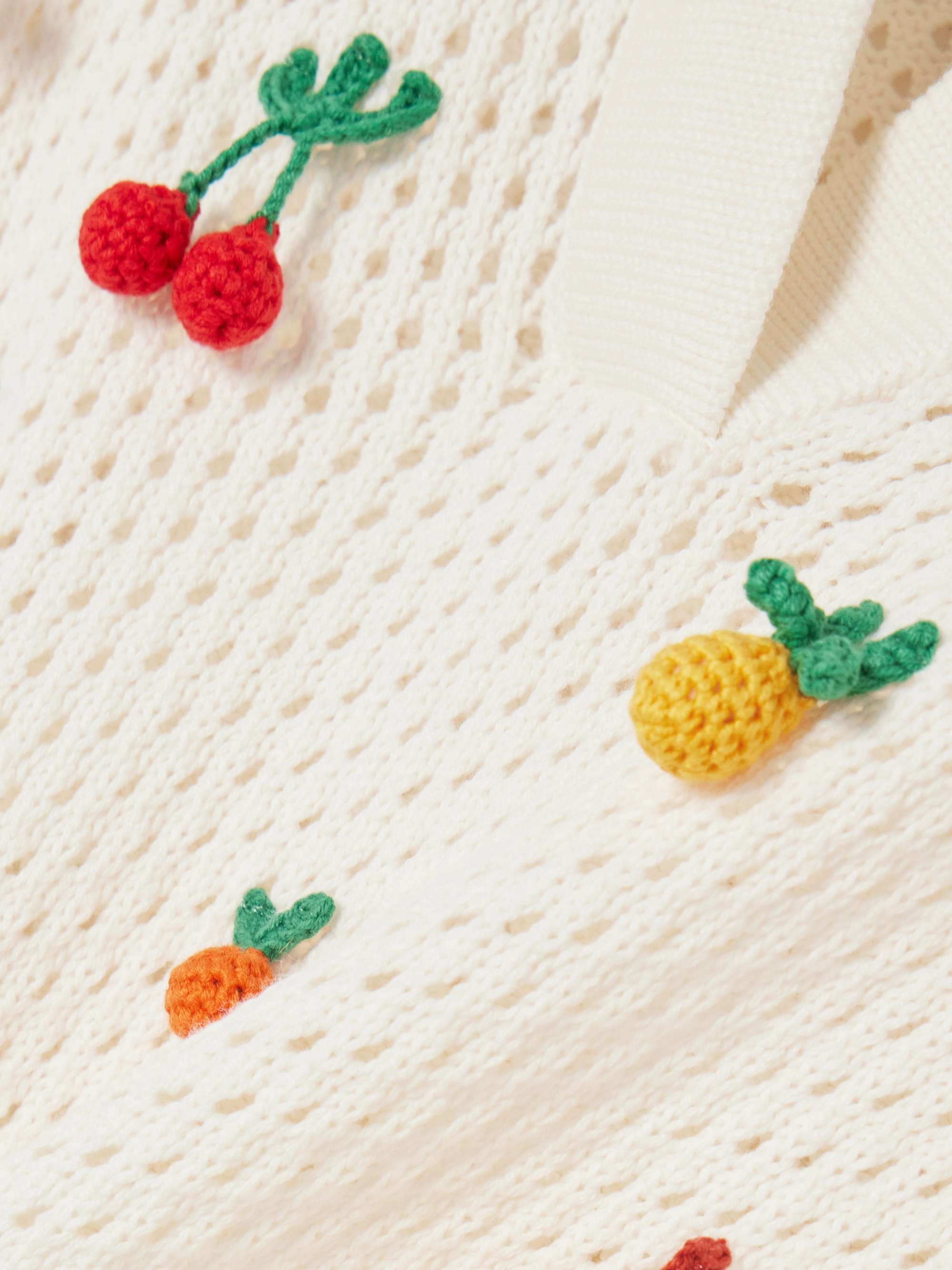 FARM RIO Appliquéd open-knit cotton sweater | NET-A-PORTER