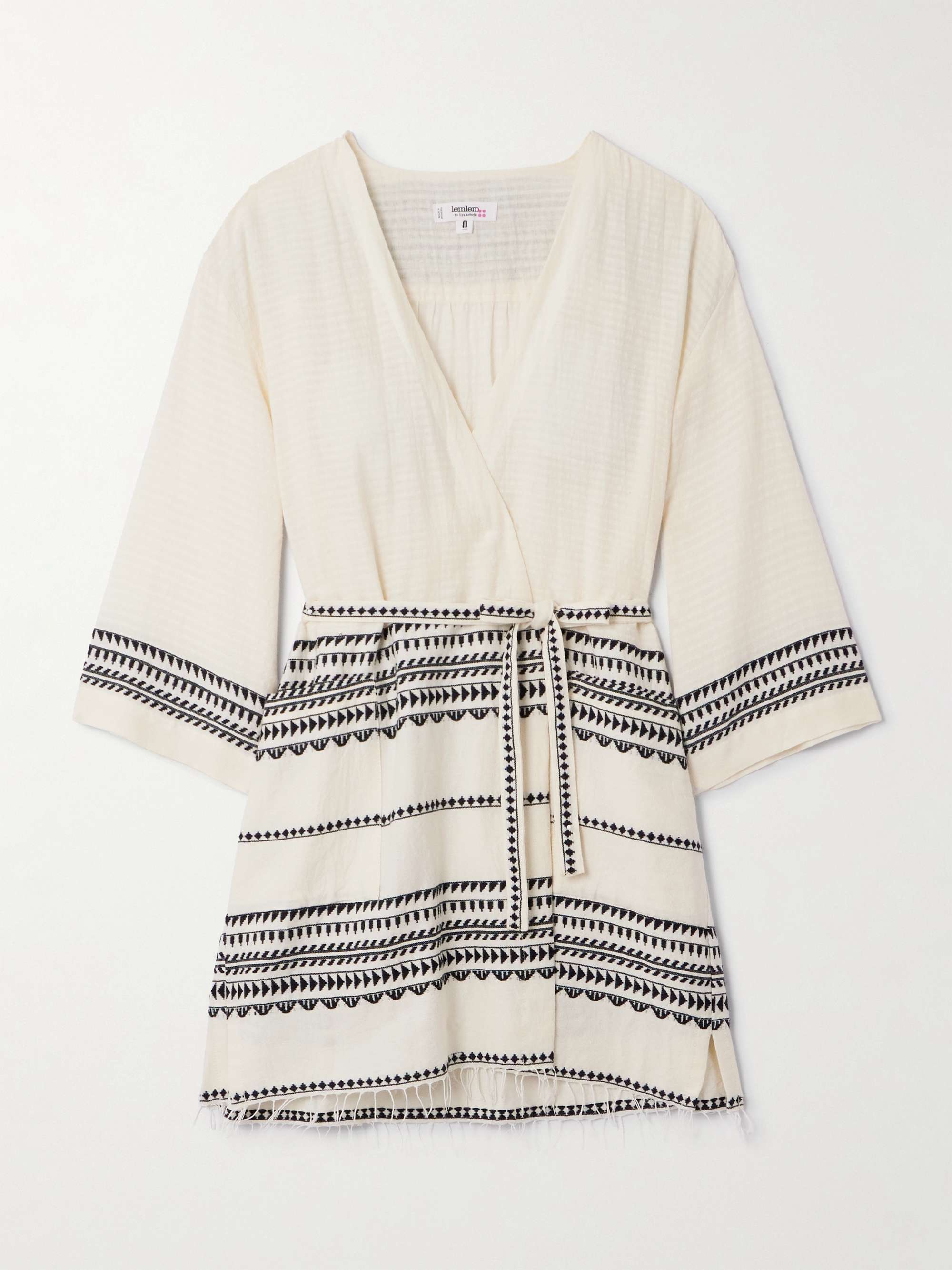 LEMLEM Imani striped fringed cotton coverup | NET-A-PORTER
