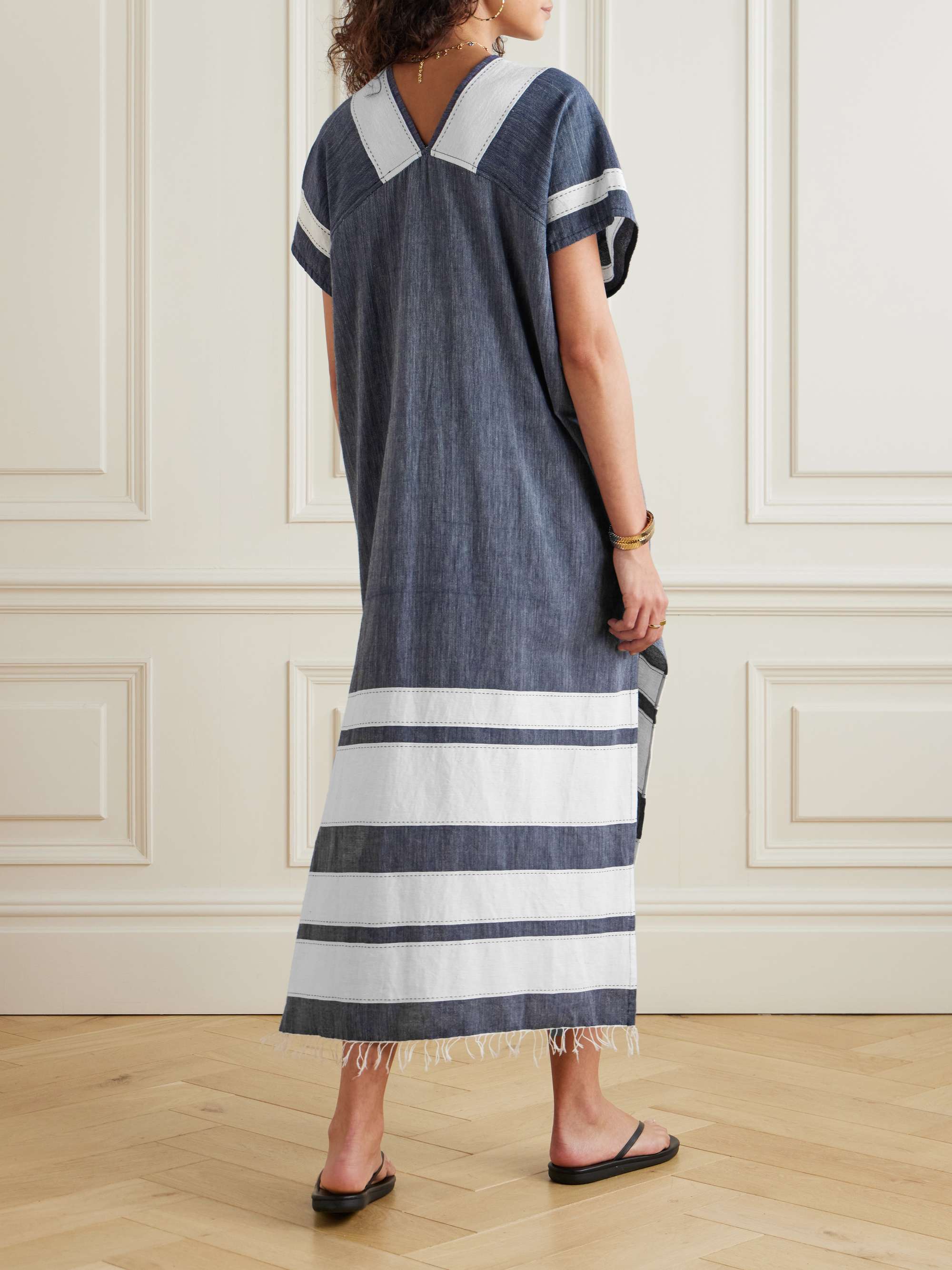 LEMLEM Gasira fringed striped cotton kaftan | NET-A-PORTER