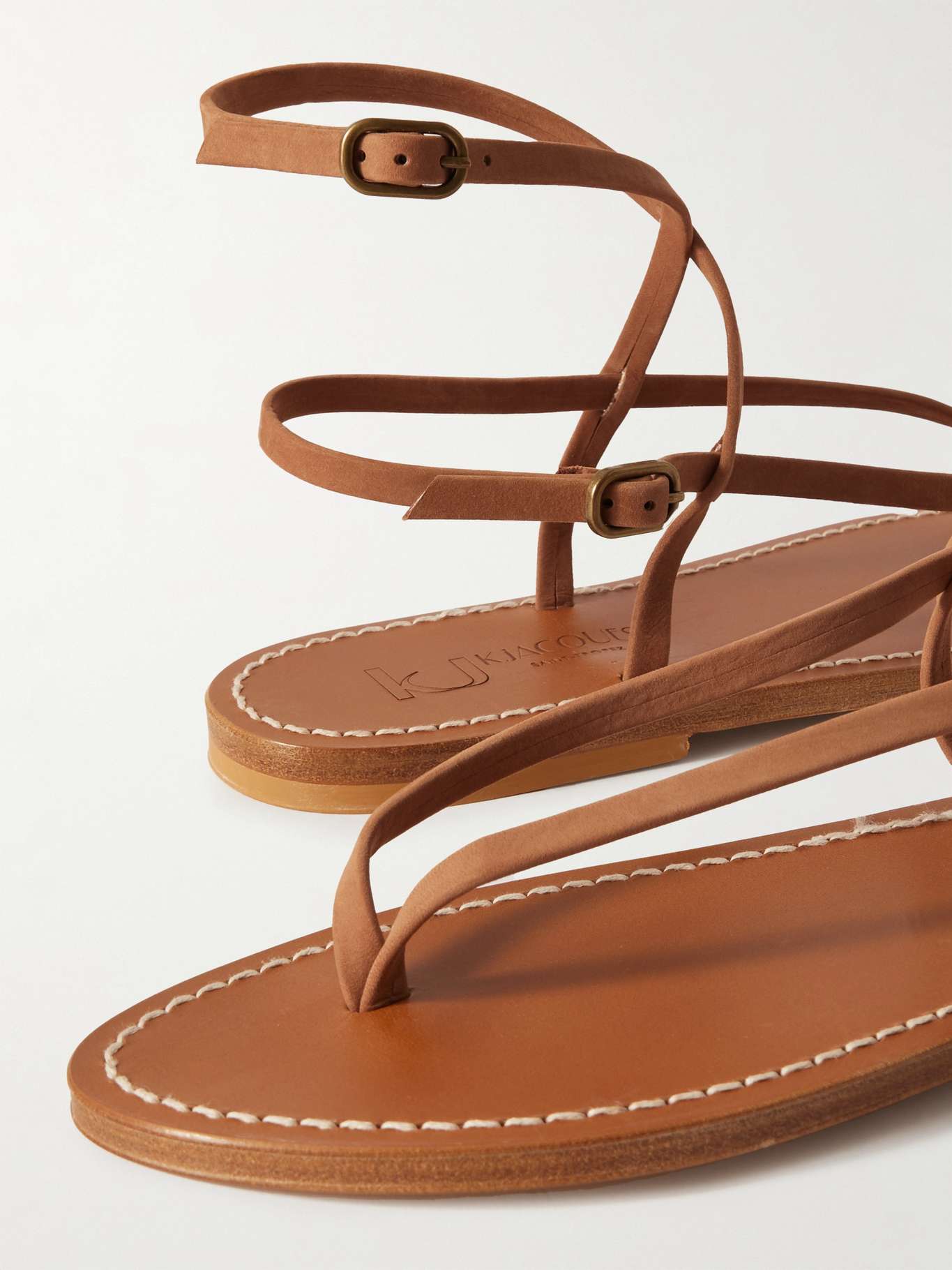 K JACQUES ST TROPEZ Abako leather sandals | NET-A-PORTER