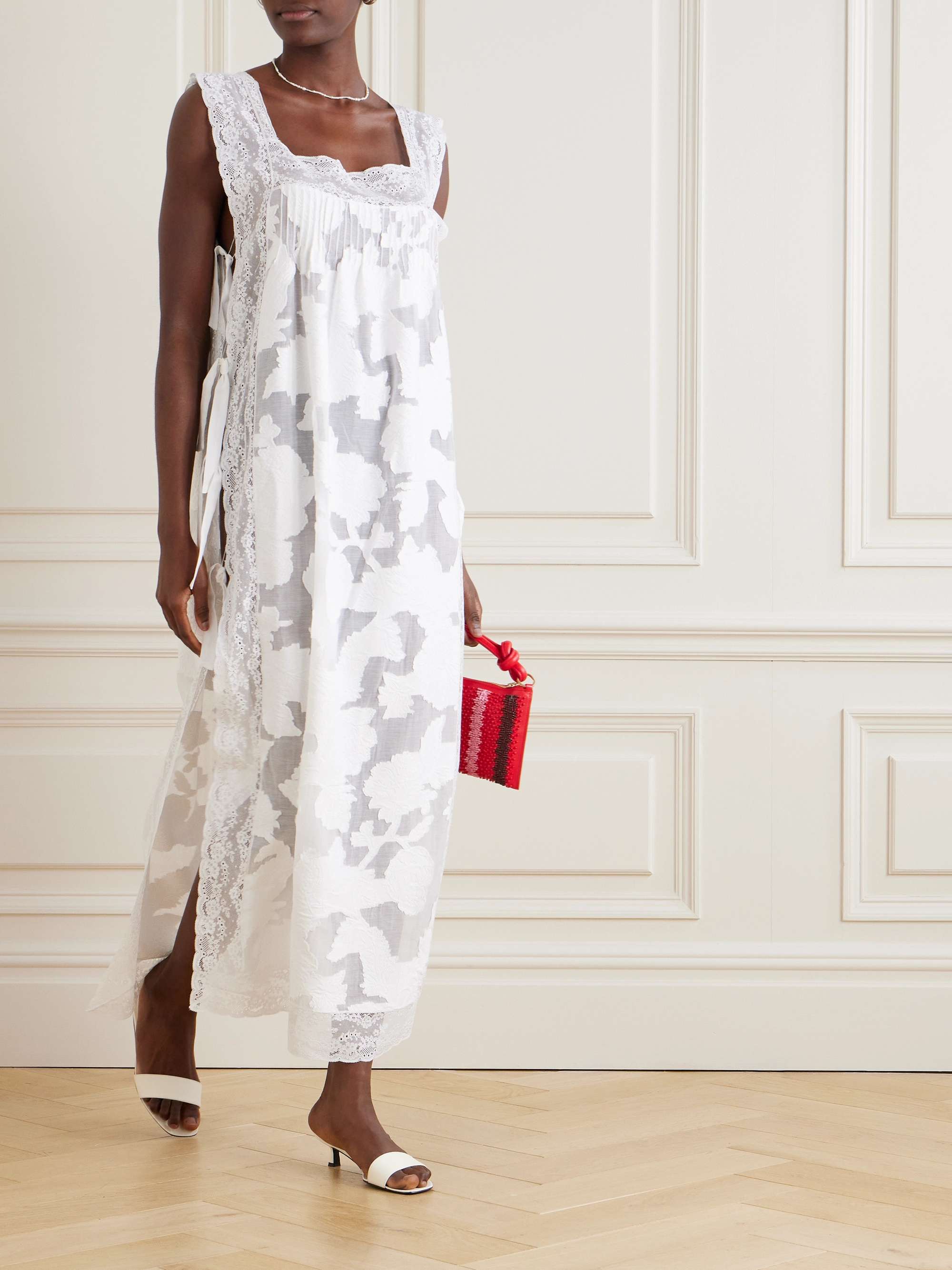 LORETTA CAPONI Bow-embellished corded lace dress | NET-A-PORTER