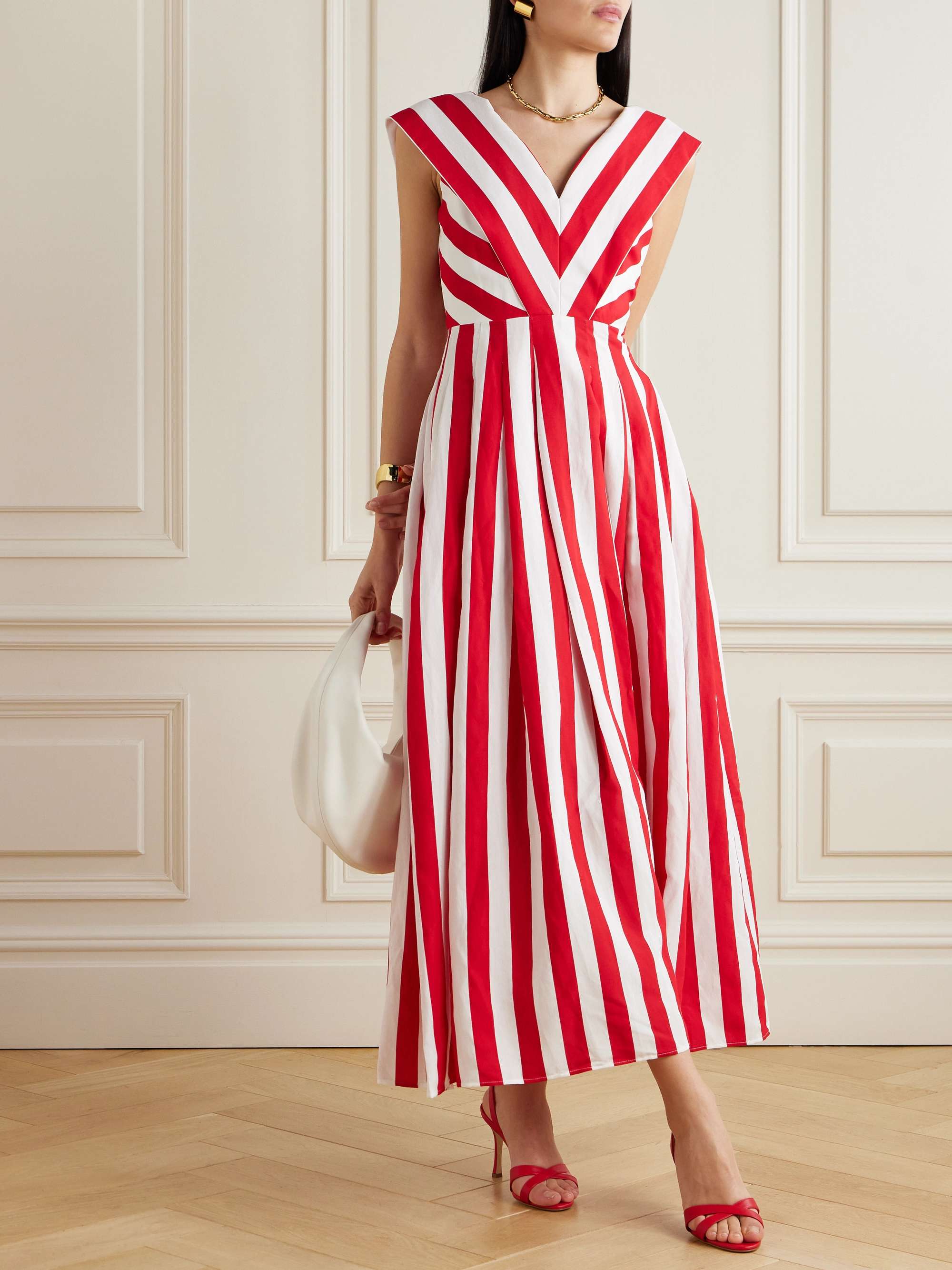 LORETTA CAPONI Graziella striped poplin maxi dress | NET-A-PORTER