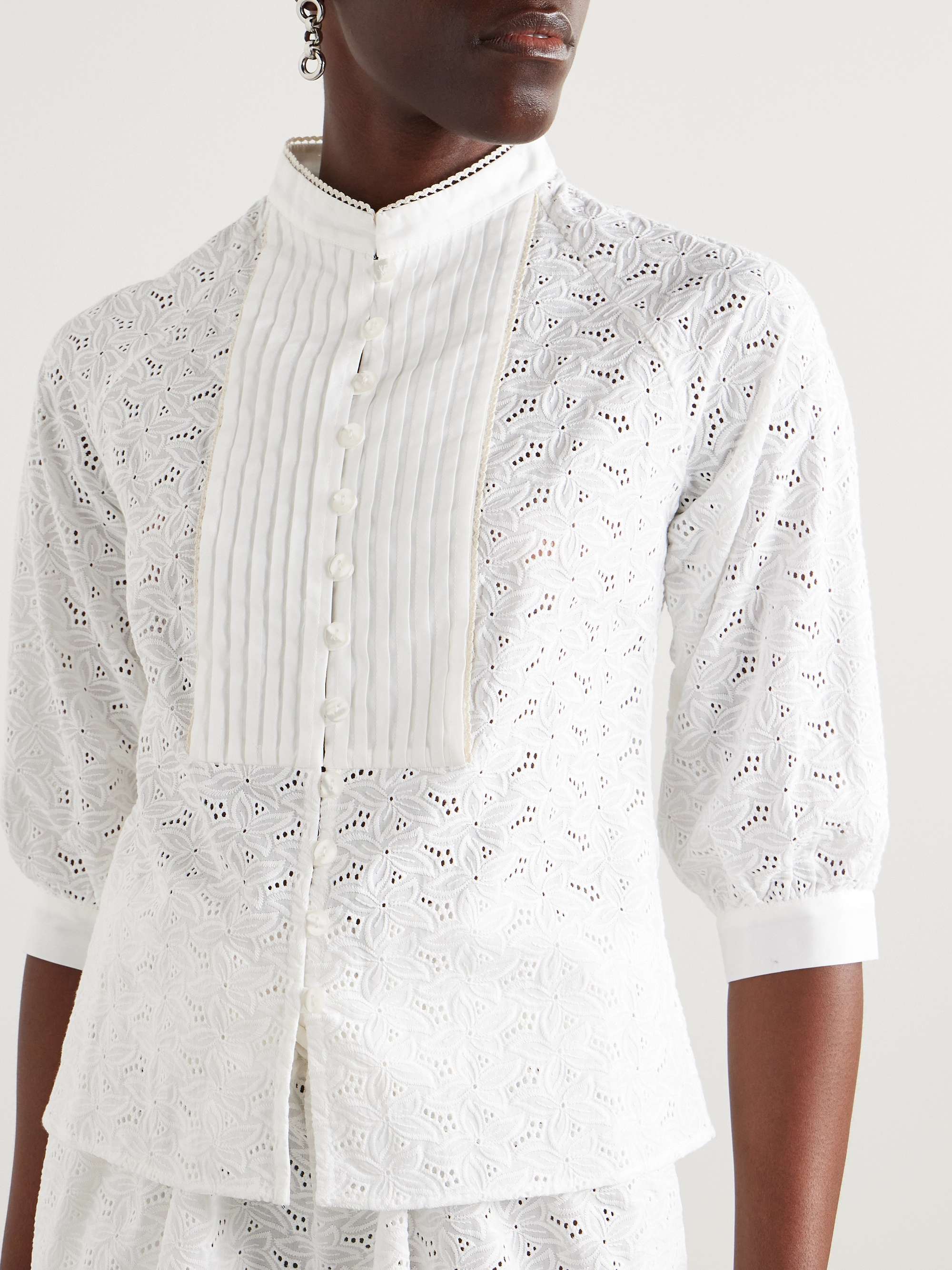 LORETTA CAPONI Brunella pintucked broderie anglaise cotton blouse | NET ...