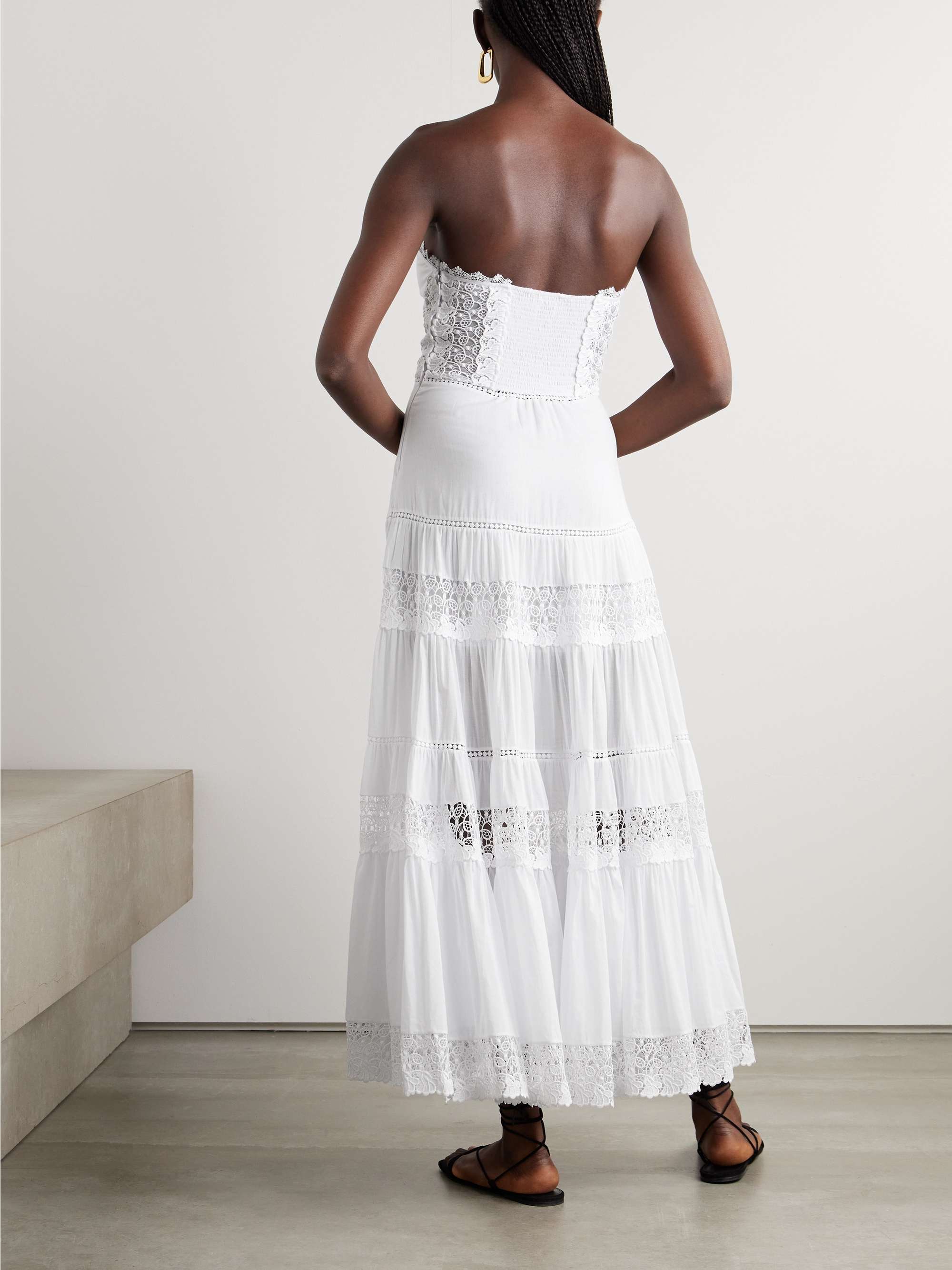CHARO RUIZ Monnet strapless guipure lace-trimmed cotton-blend voile ...