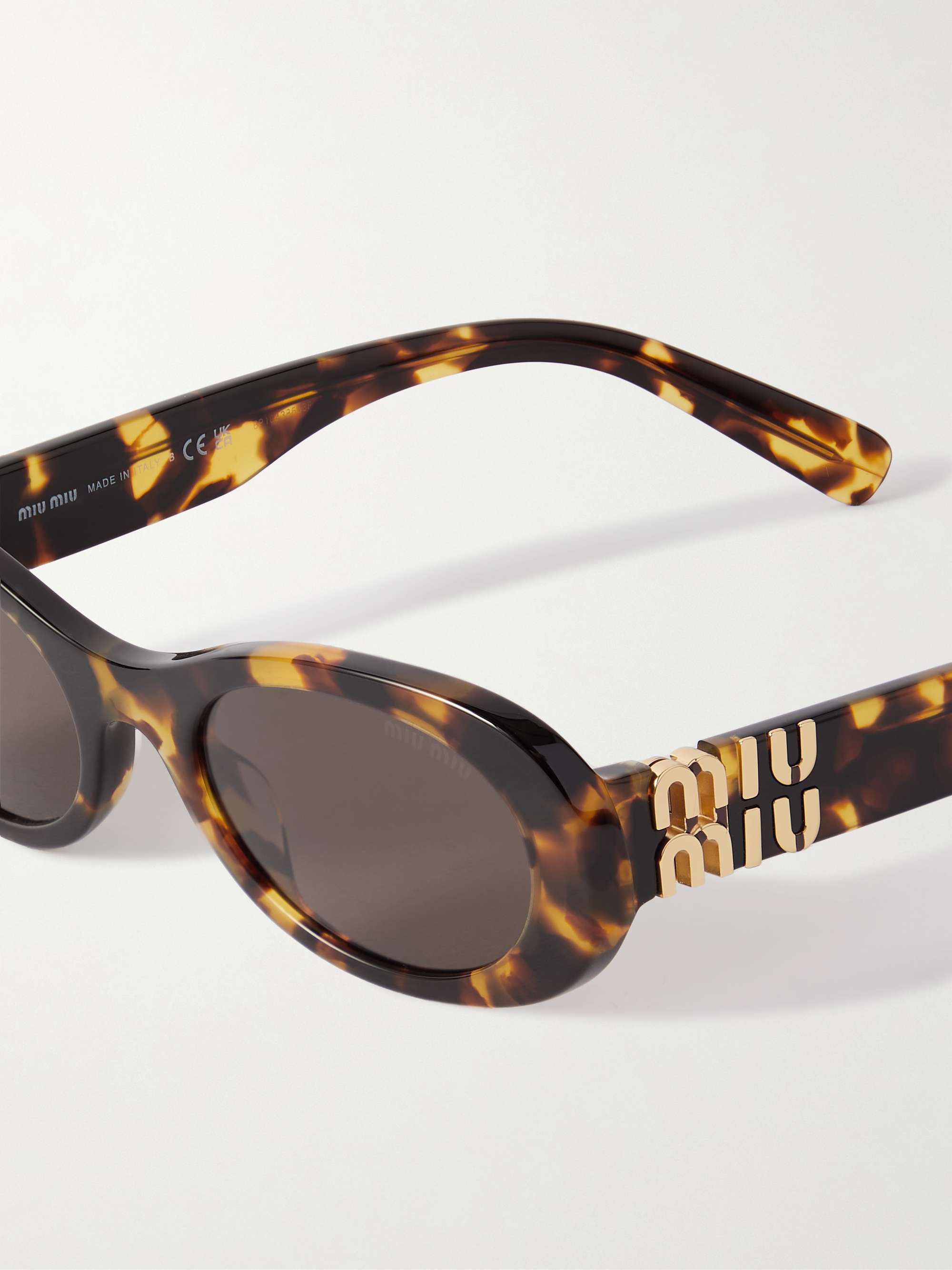 MIU MIU Oval-frame tortoiseshell acetate sunglasses | NET-A-PORTER