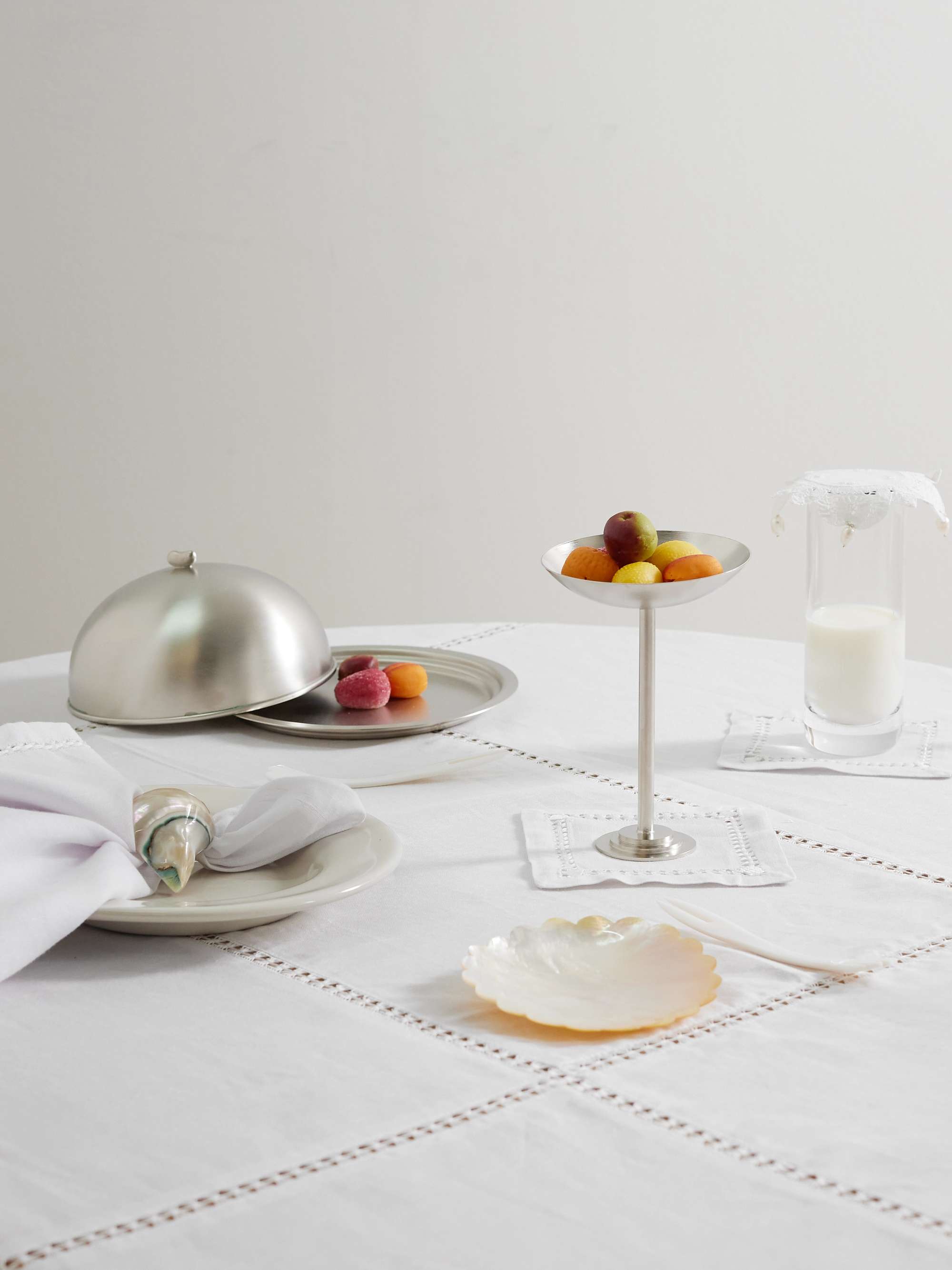 GOHAR WORLD The Well Dressed Table lace-trimmed cotton and linen-blend ...