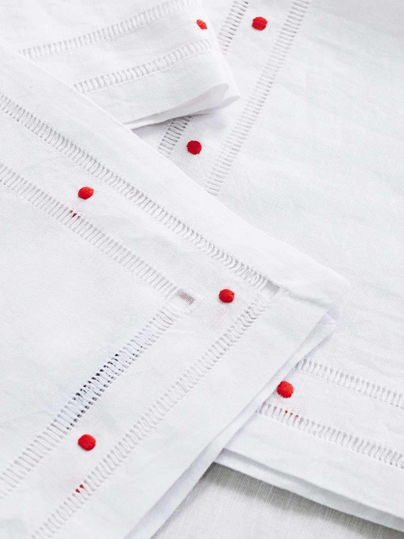 GOHAR WORLD Set of four embroidered linen and cotton-blend napkins ...