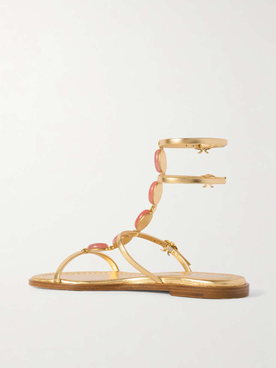 GIANVITO ROSSI Shanti stone-embellished metallic leather sandals | NET ...