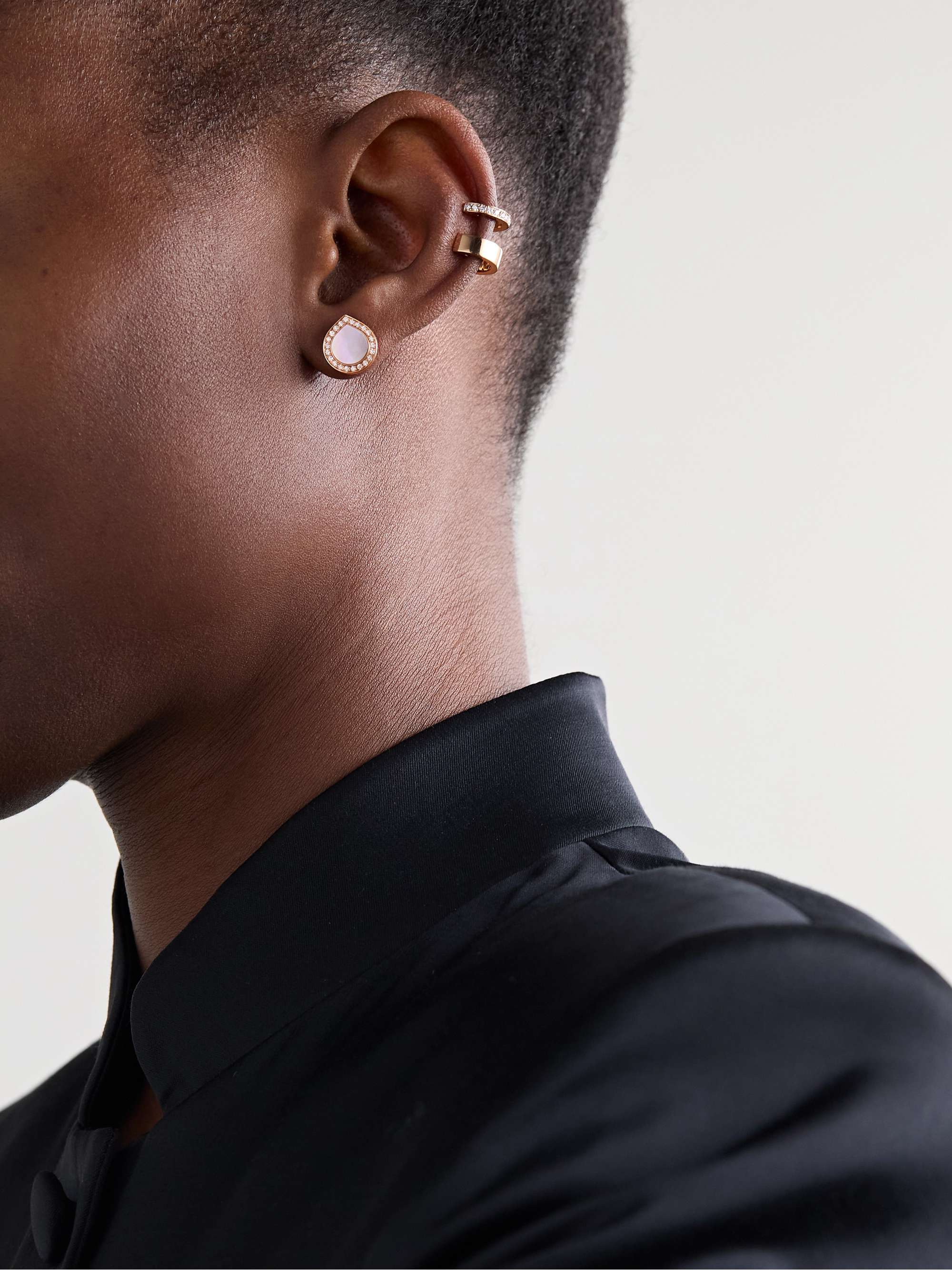 REPOSSI Antifer 18-karat rose gold, mother-of-pearl and diamond single ...