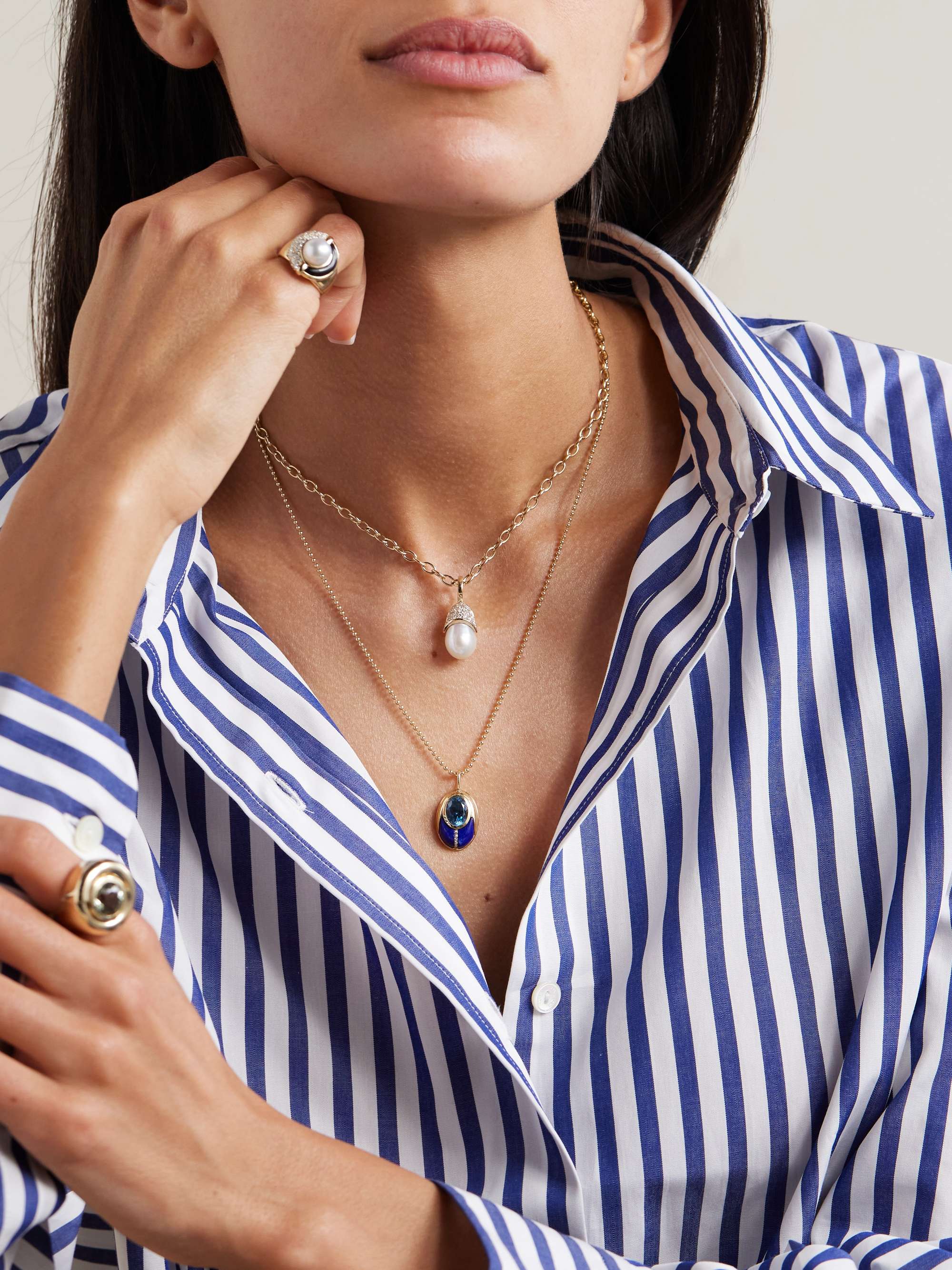 Collier en or 14 carats (585/1000) et pierres multiples Love Bug MASON ...