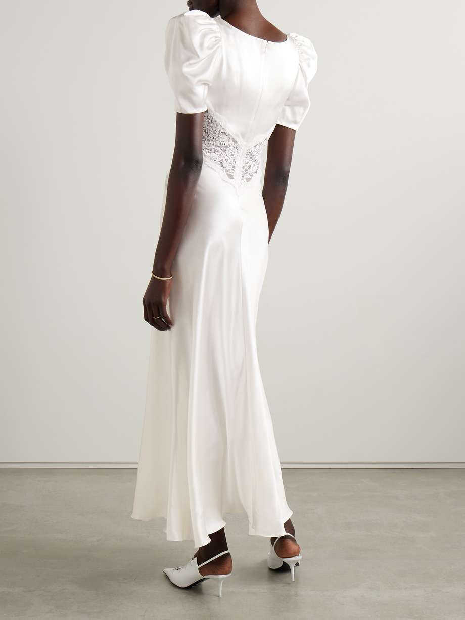 RODARTE Lace-trimmed silk-satin gown | NET-A-PORTER