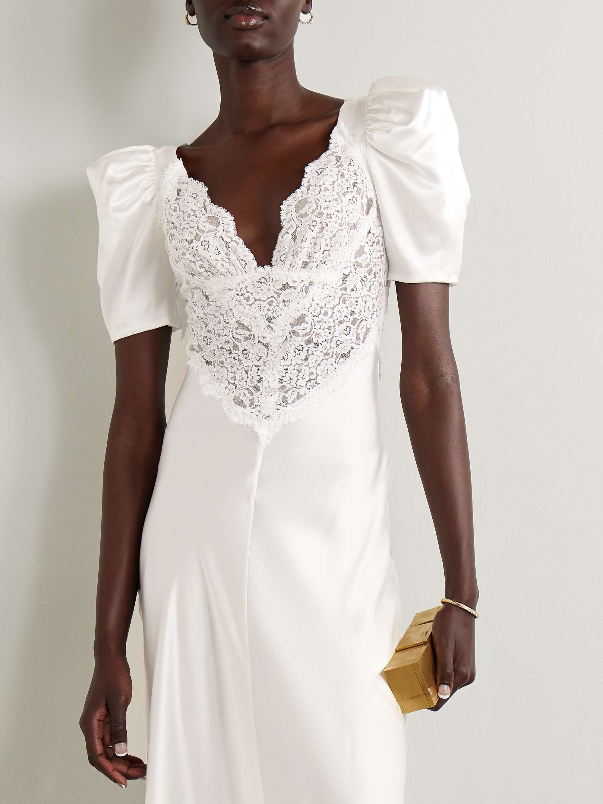 RODARTE Lace-trimmed silk-satin gown | NET-A-PORTER