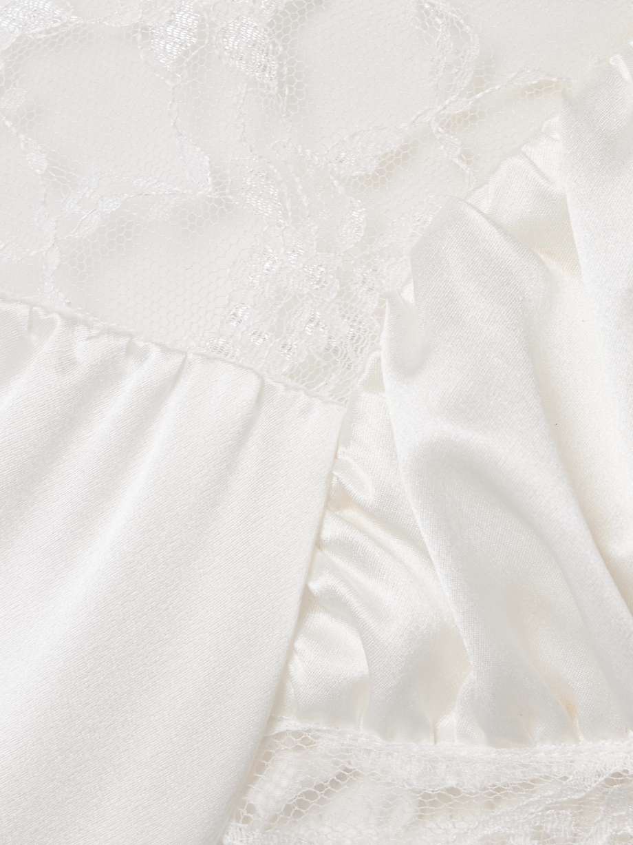 RODARTE Lace-trimmed silk-satin midi dress | NET-A-PORTER