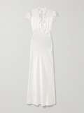 RODARTE Lace-trimmed silk-satin midi dress | NET-A-PORTER